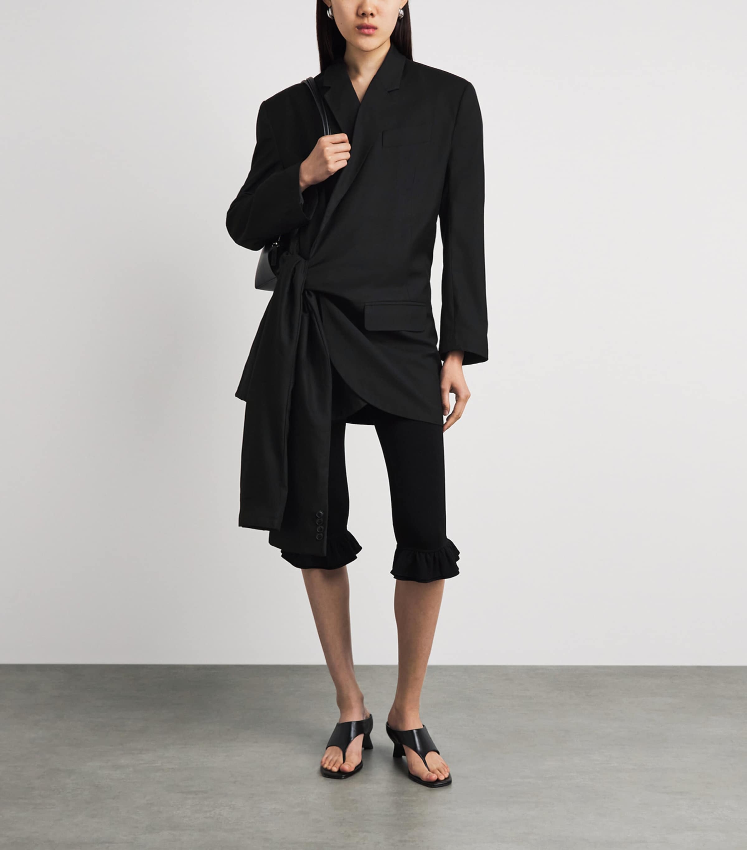 LATE FOR WORK Black Blazer Sleeve-Tie Mini Dress | Harrods US