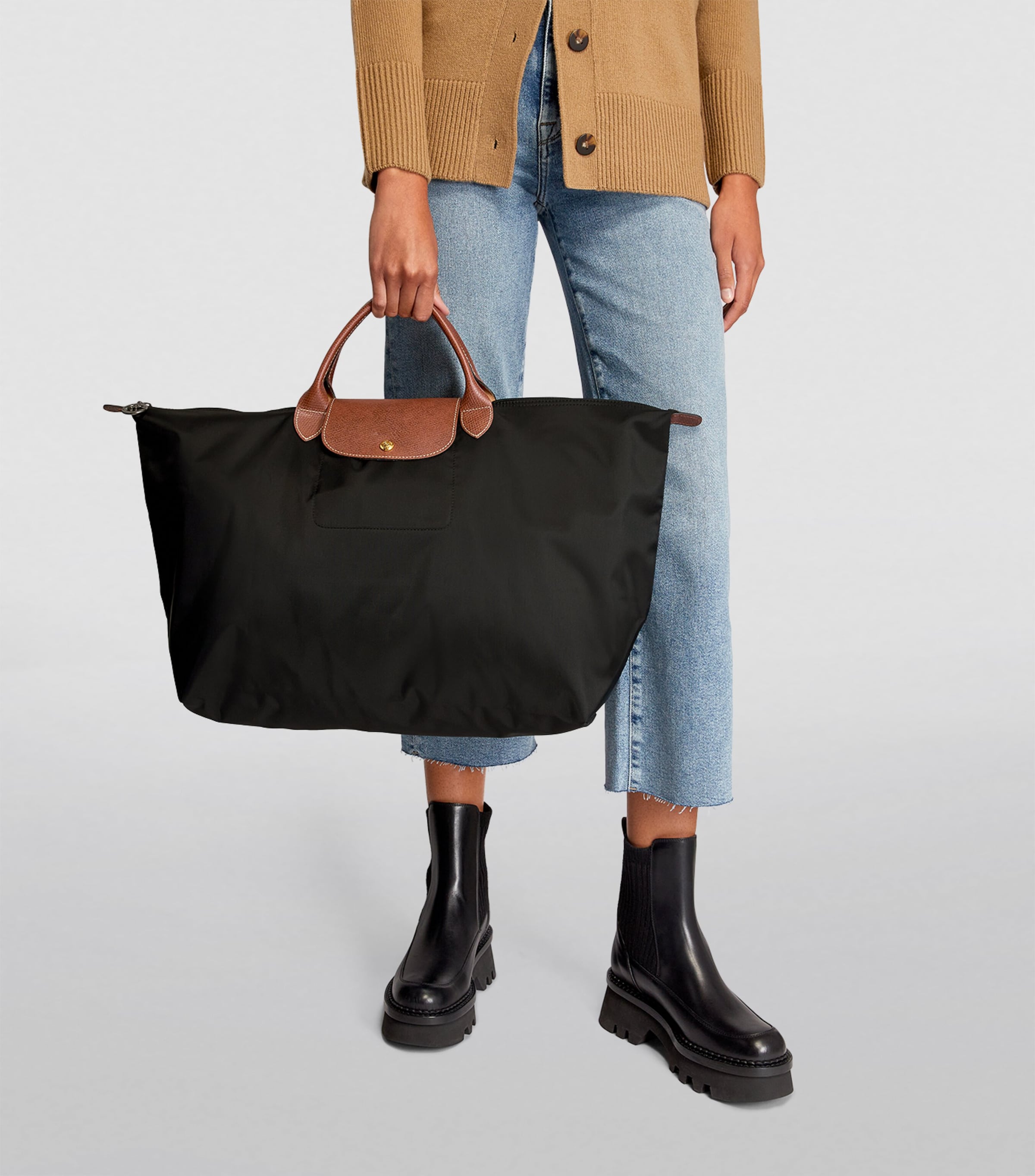 Longchamp Black Small Le Pliage Original Travel Bag | Harrods UK