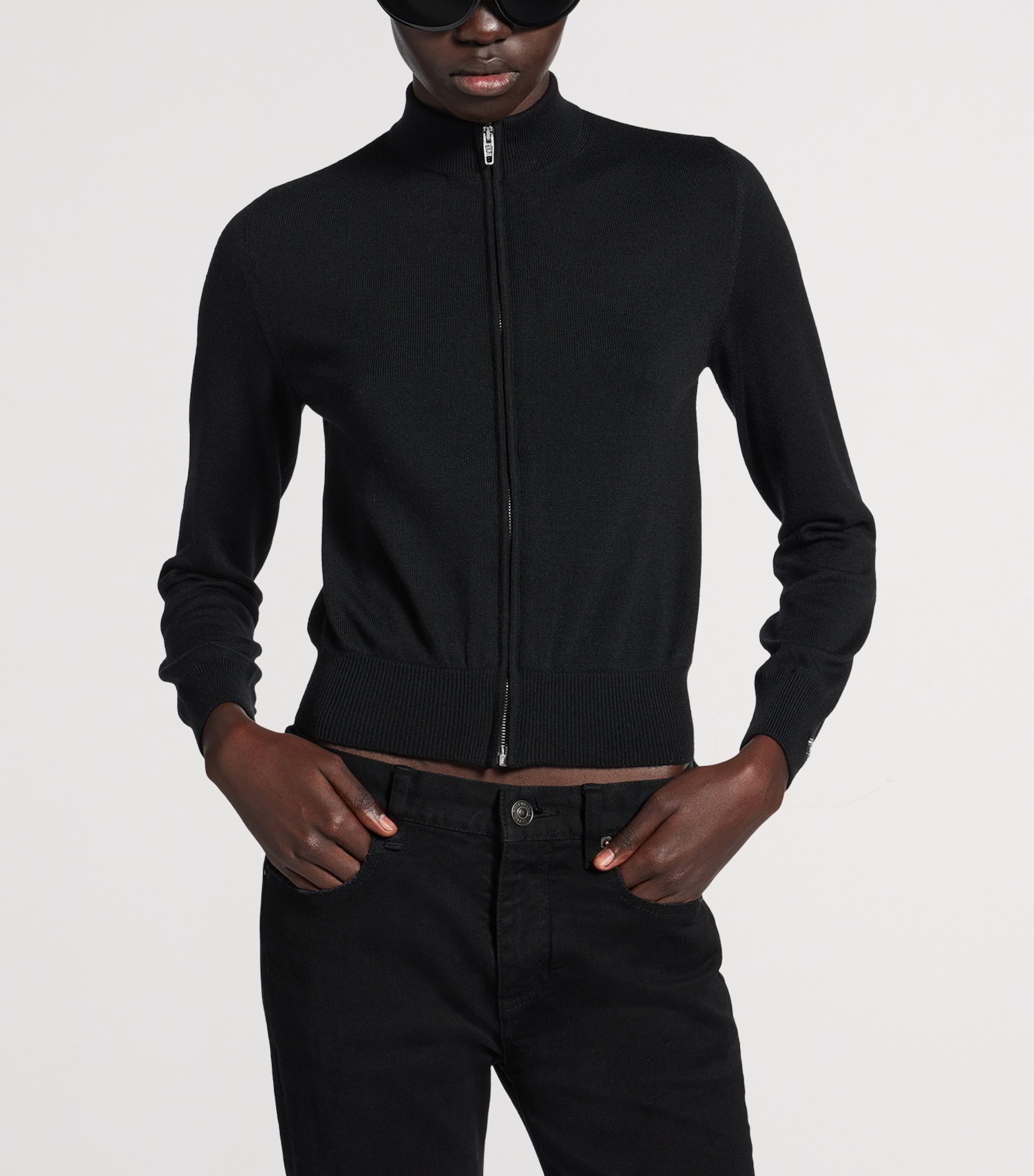 Balenciaga Black Wool Zip-Up Cardigan | Harrods CA