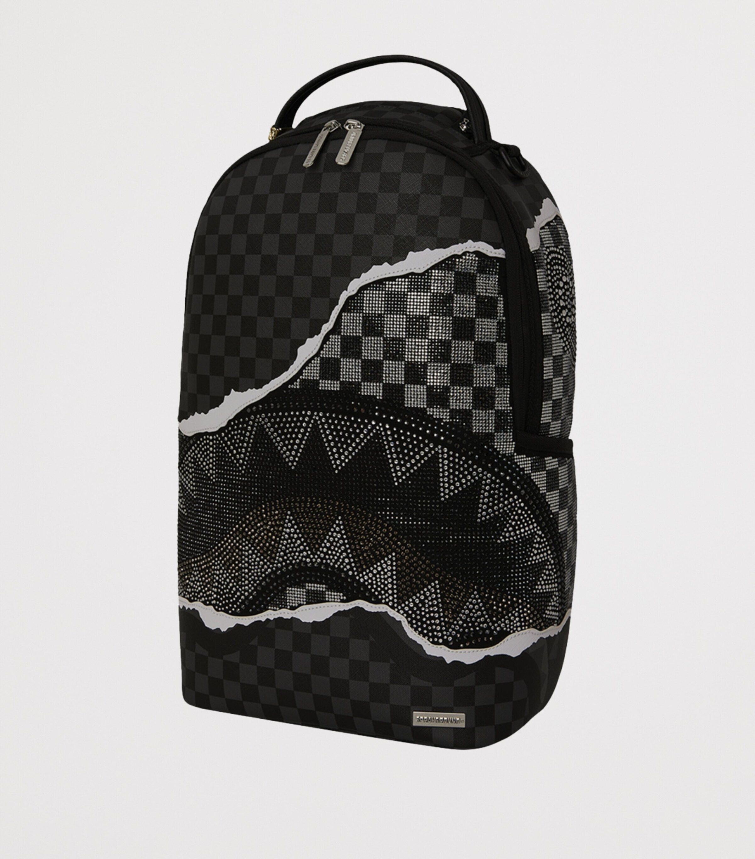 Sprayground Gold Crystal-Embellished Check Backpack | Harrods US