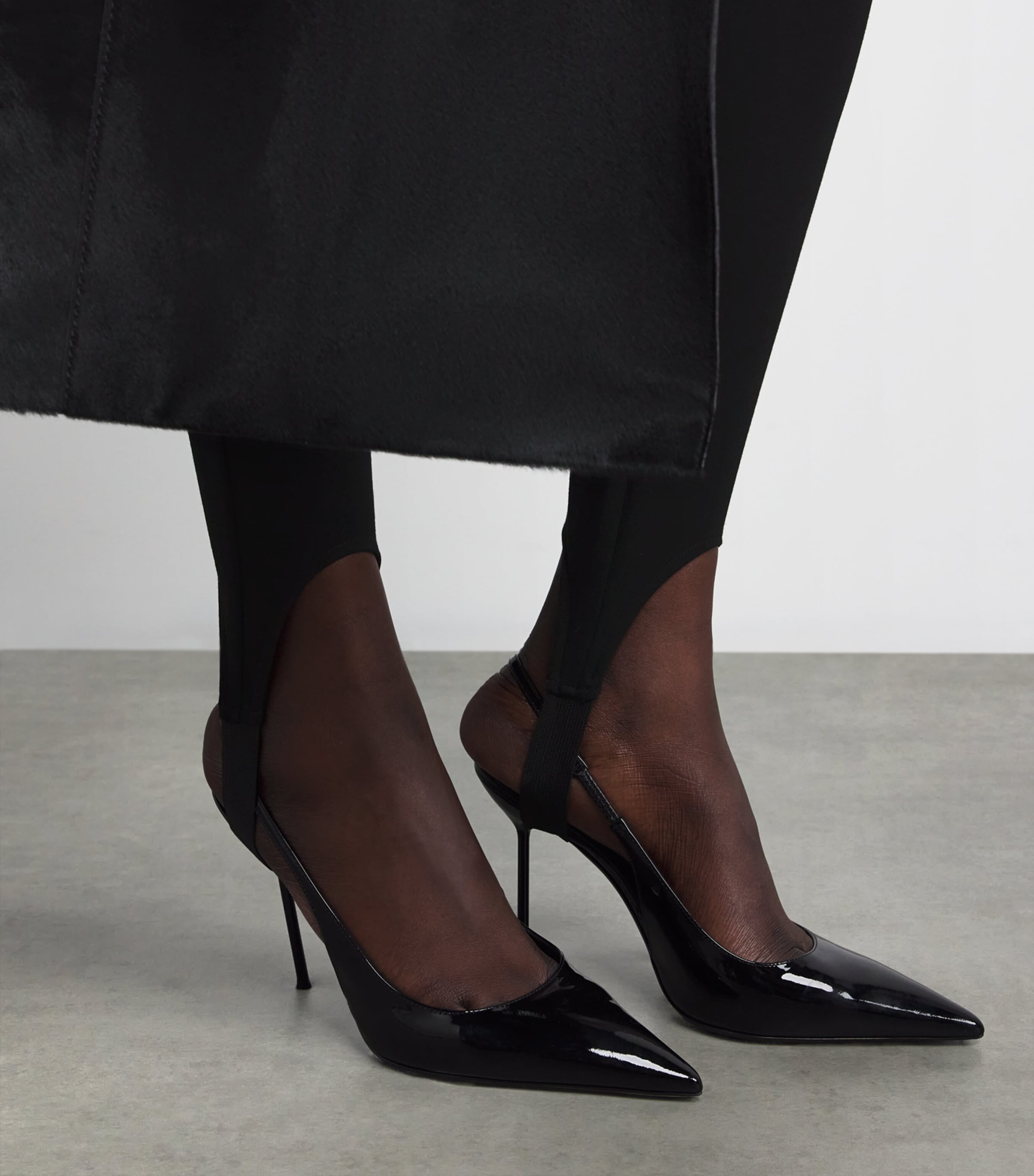 Skims Black High-Waist Stirrup Leggings | Harrods UK