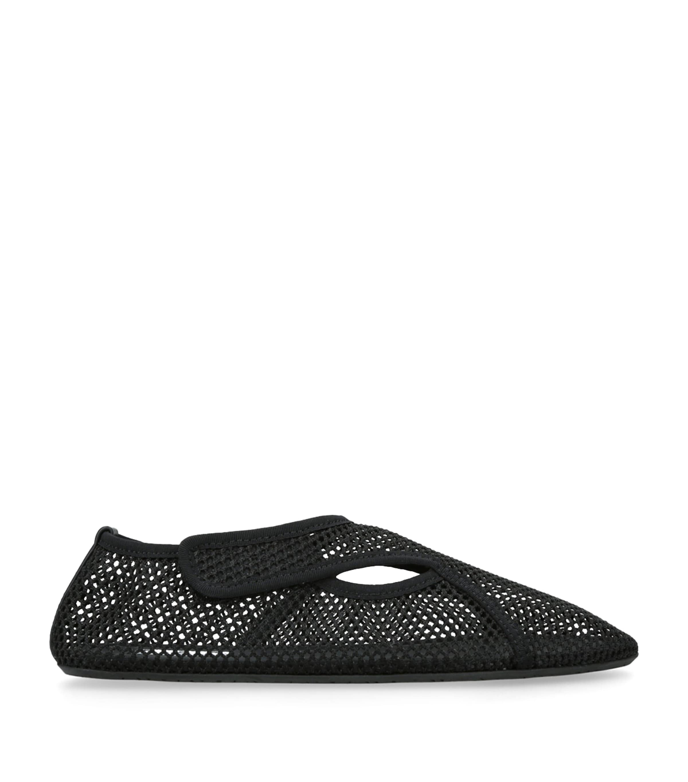 Alaïa Black Mesh Ballet Flats | Harrods UK