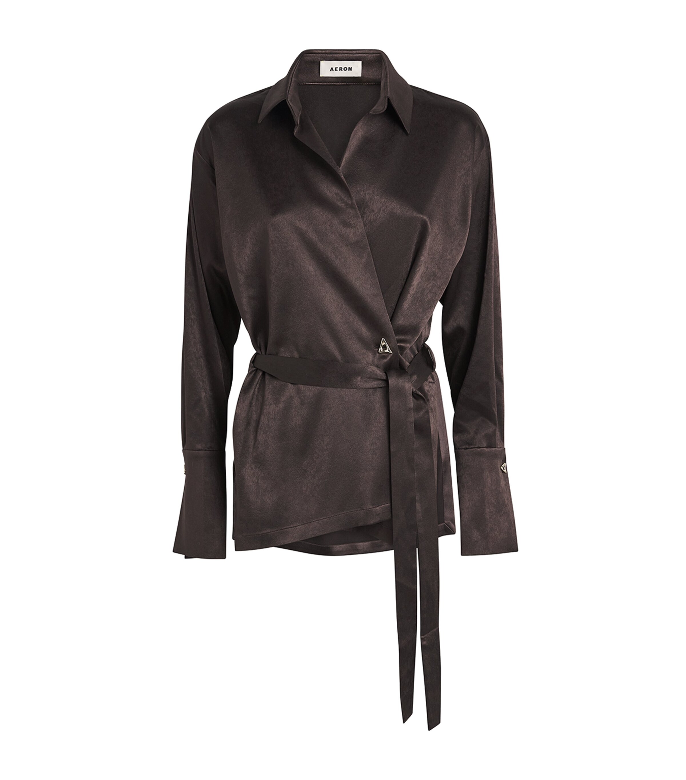 Aeron Brown Satin Wrap Neel Shirt | Harrods HK