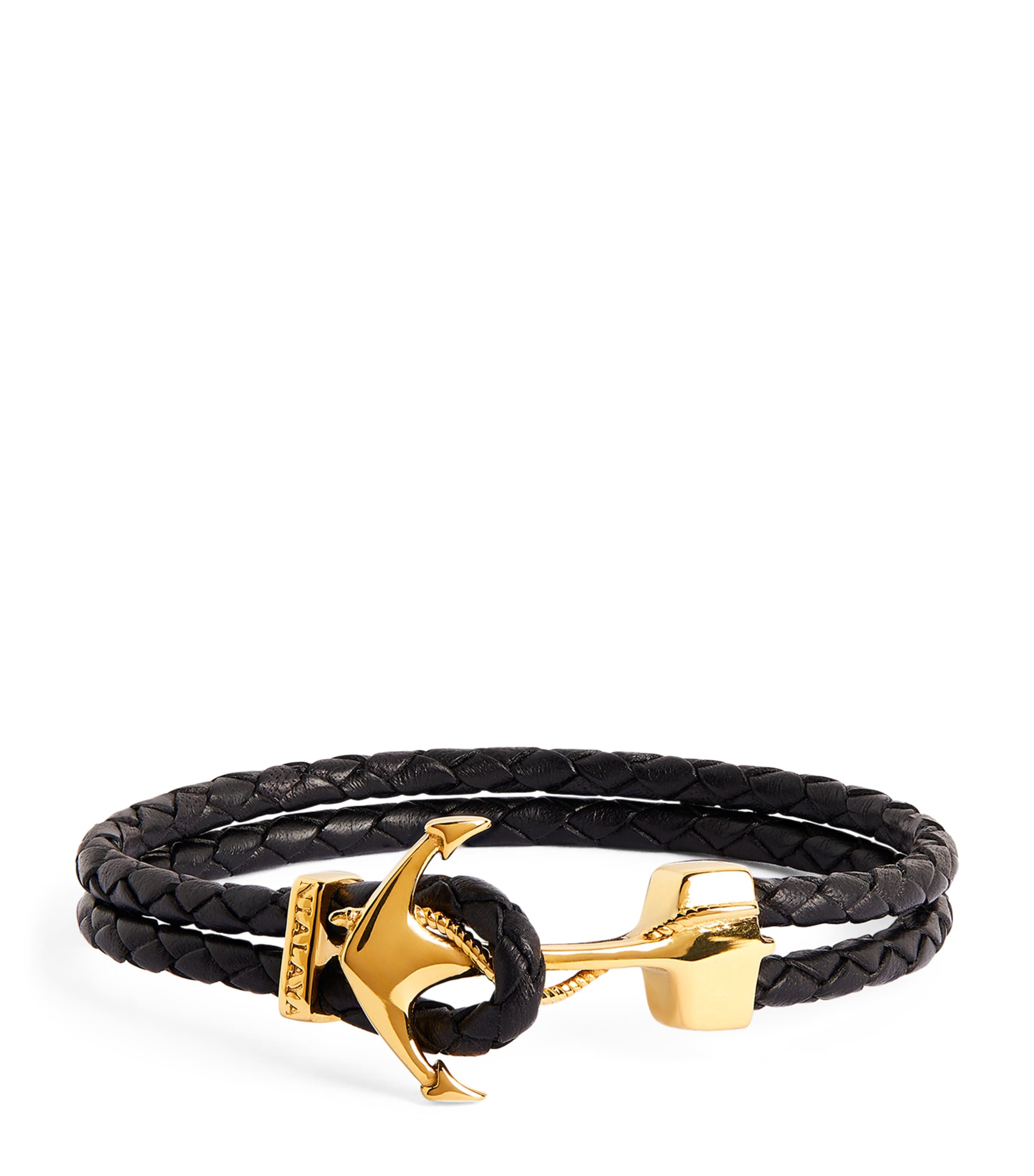 Nialaya Jewelry Leather Anchor Bracelet | Harrods US