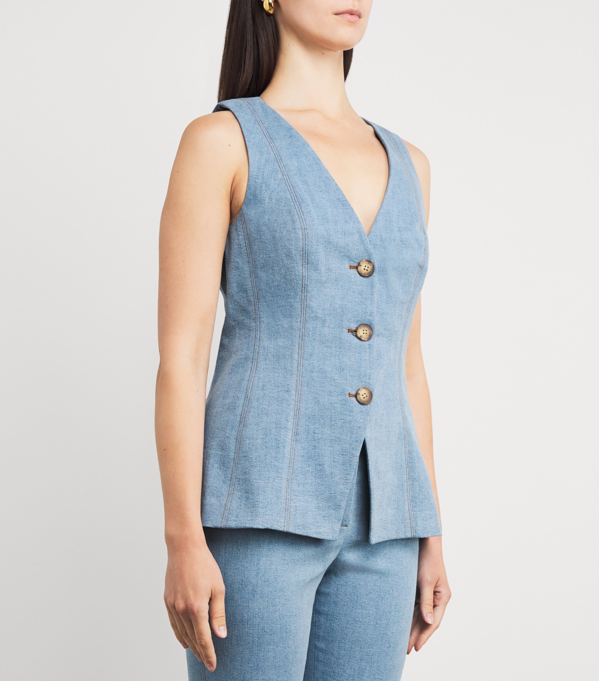 Veronica Beard Blue Denim Avalina Vest | Harrods US