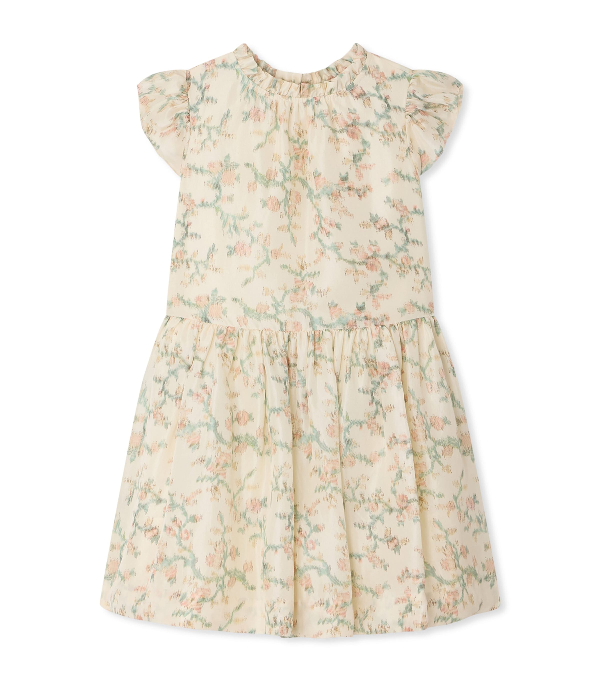 Bonpoint Green Silk Frilled Chrissy Dress (10-14 Years) | Harrods UK
