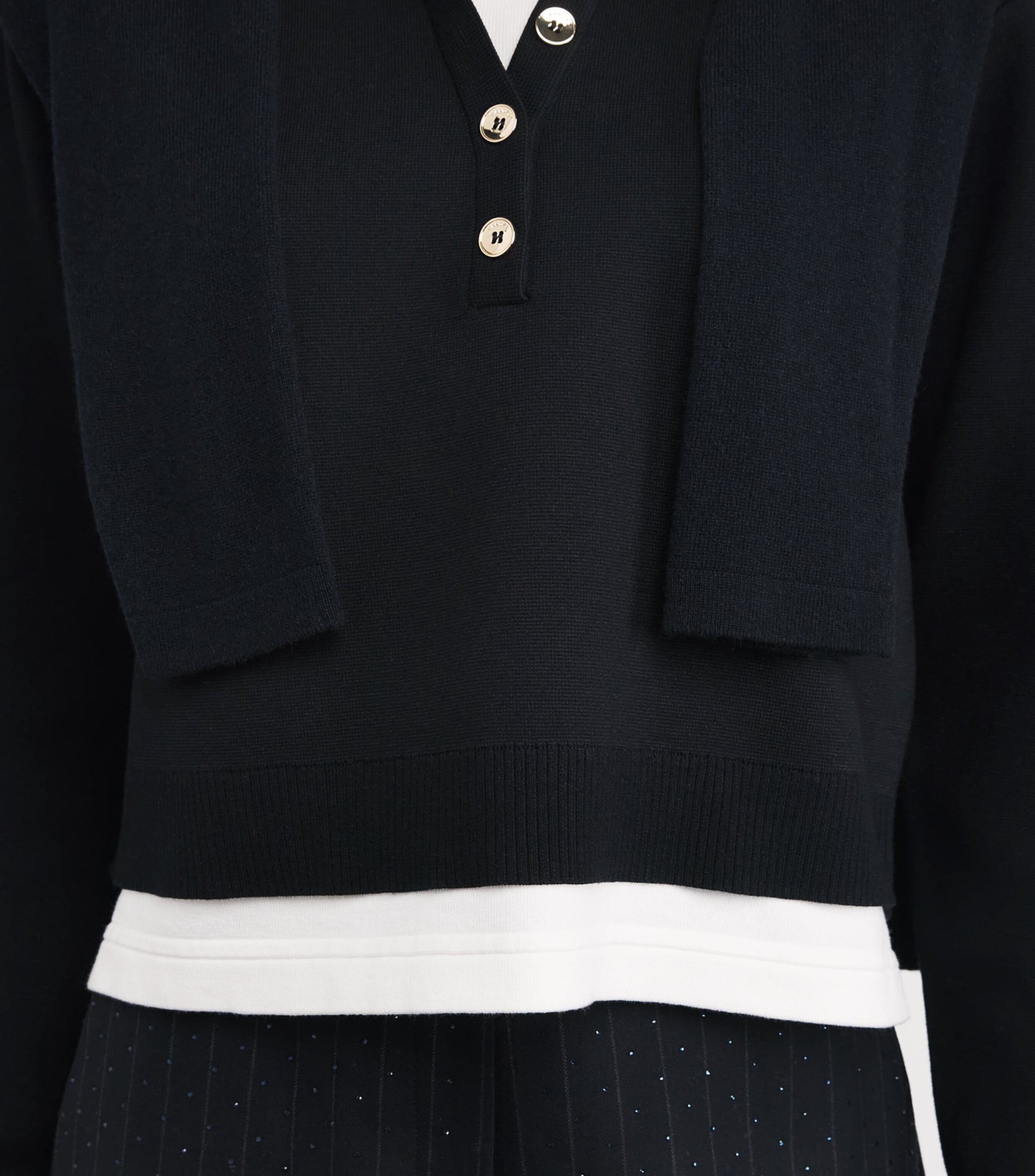 Sandro Paris Blue Knitted Layered Polo Shirt | Harrods UK