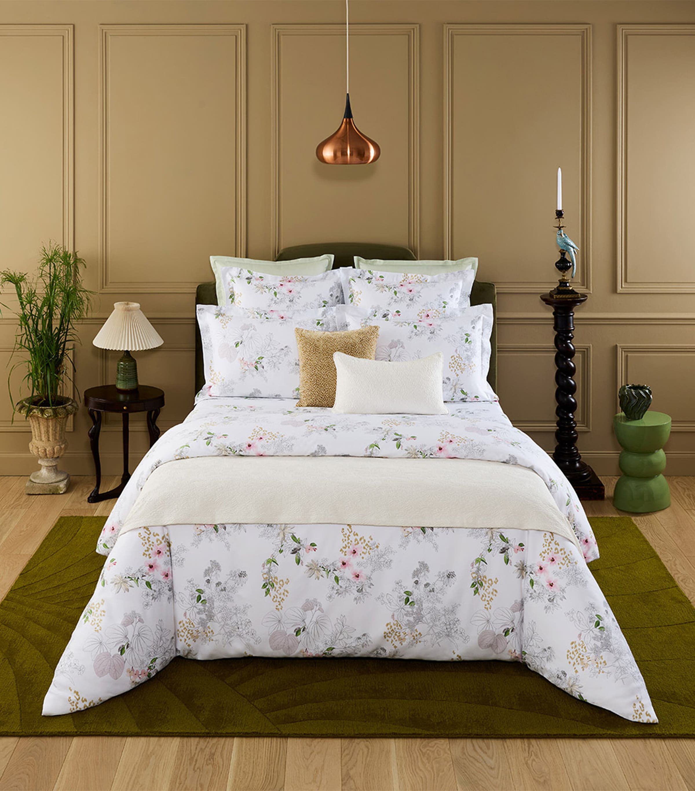 Yves Delorme Embroidered Orchidee King Bedcover (250cm x 250cm ...