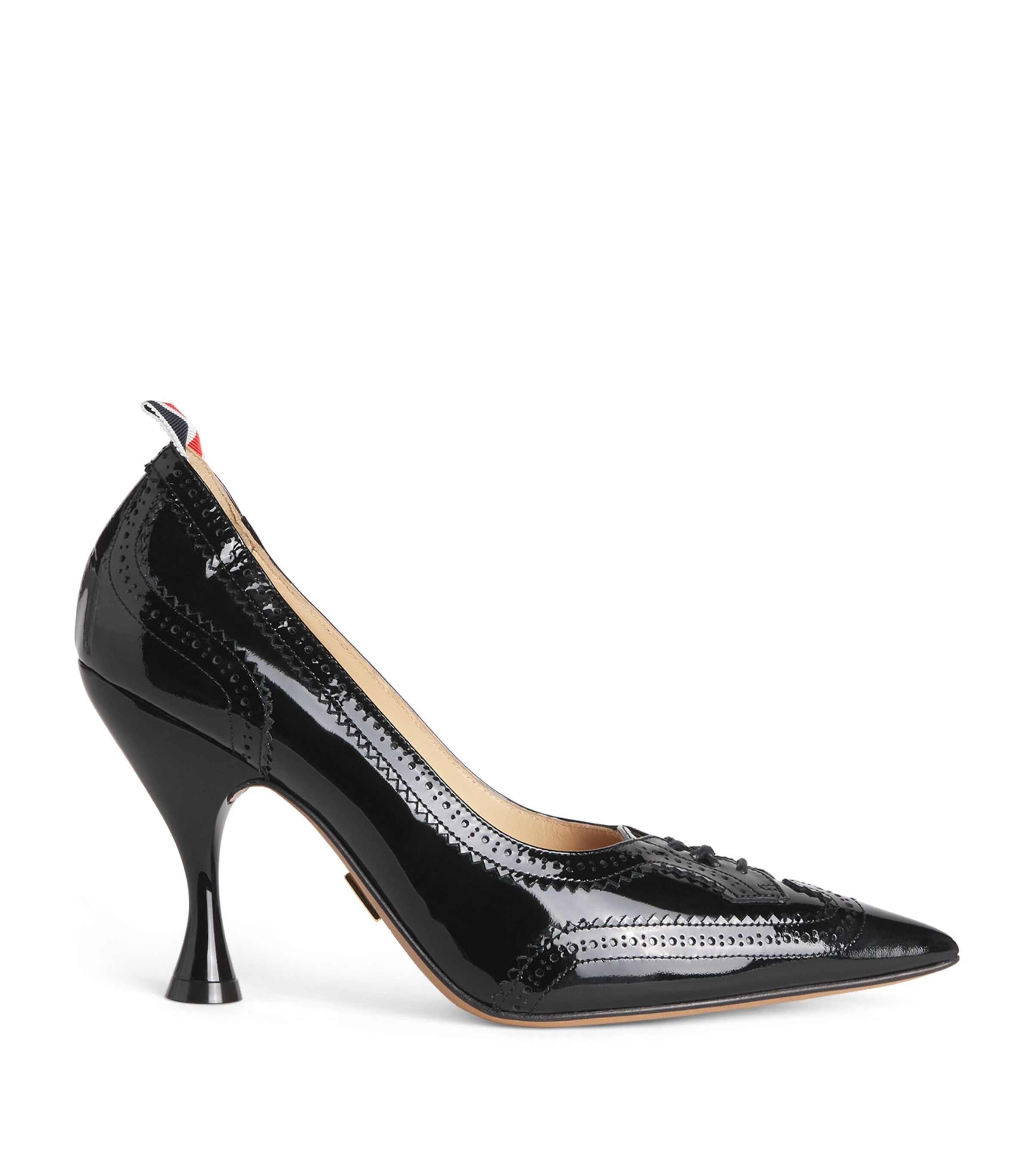Thom Browne Black Patent Leather Wingtip Pumps 90 | Harrods UK