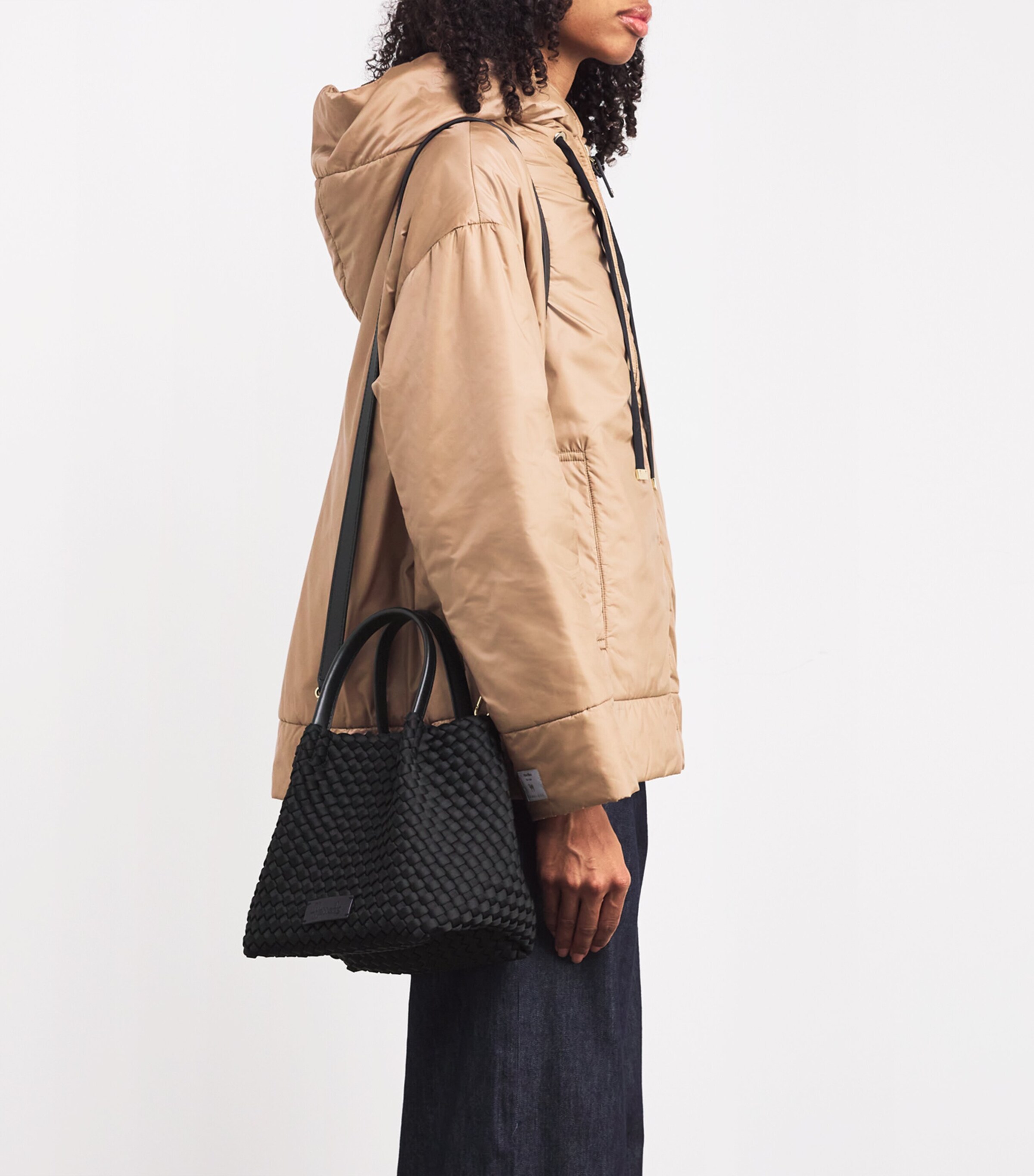 Harrods Black Mini Neoprene Woven Tote Bag | Harrods UK