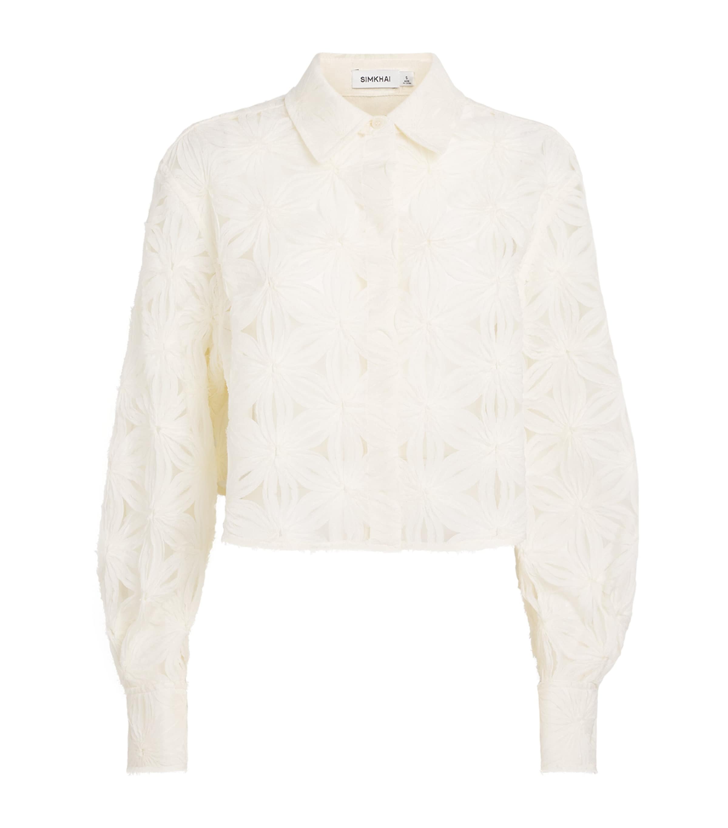 Simkhai Ivory Embroidered Floral Anders Shirt | Harrods US