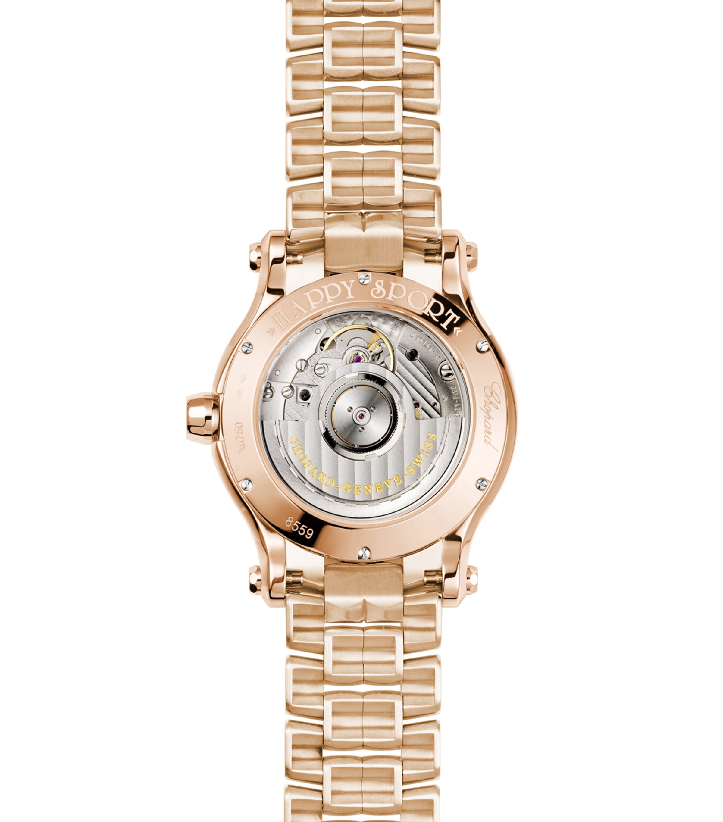 Chopard Rose Gold and Diamond Happy Sport Automatic Watch 36mm | Harrods UK