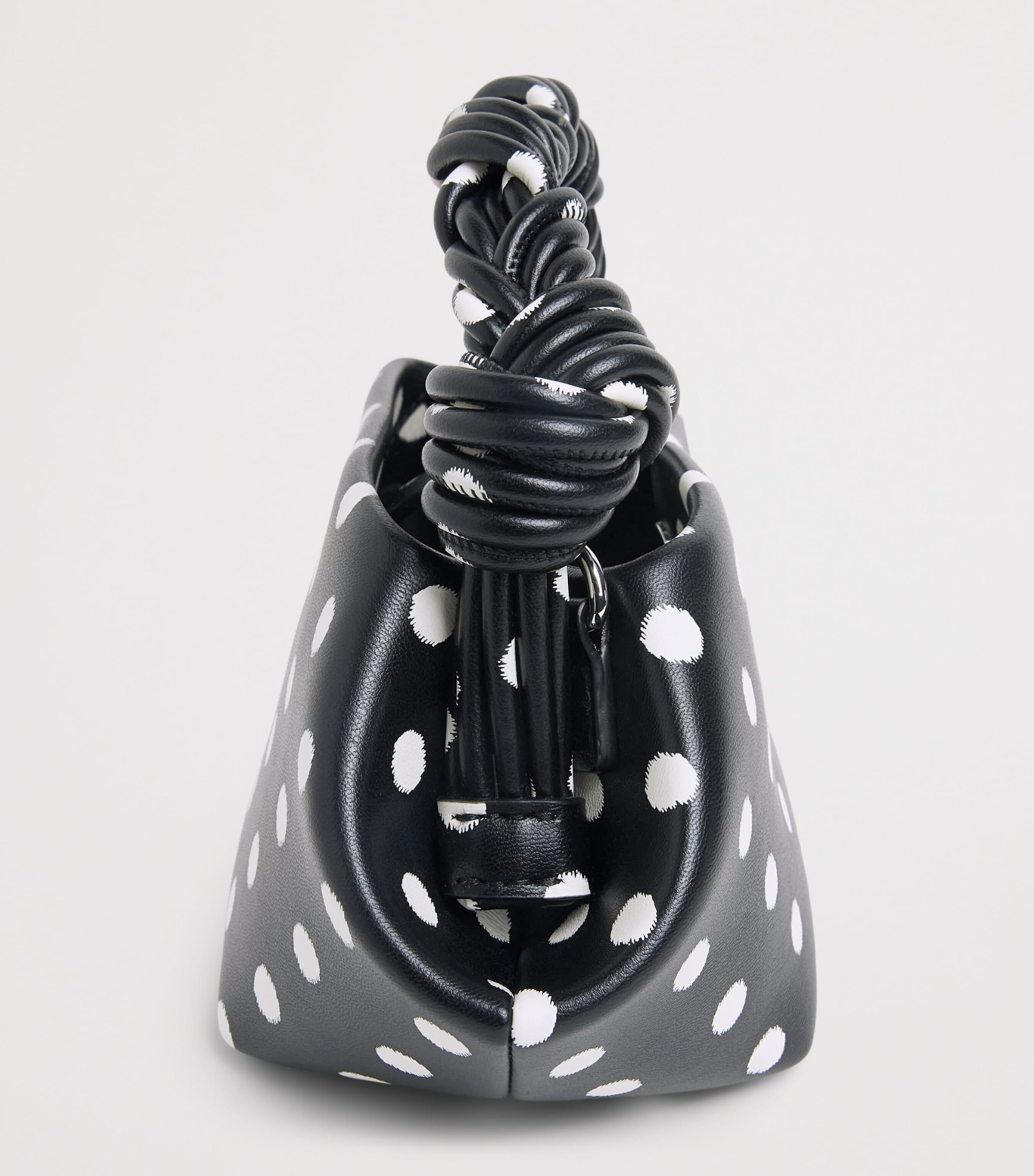 GANNI Black Mini Polka-Dot Bou Top-Handle Bag | Harrods US