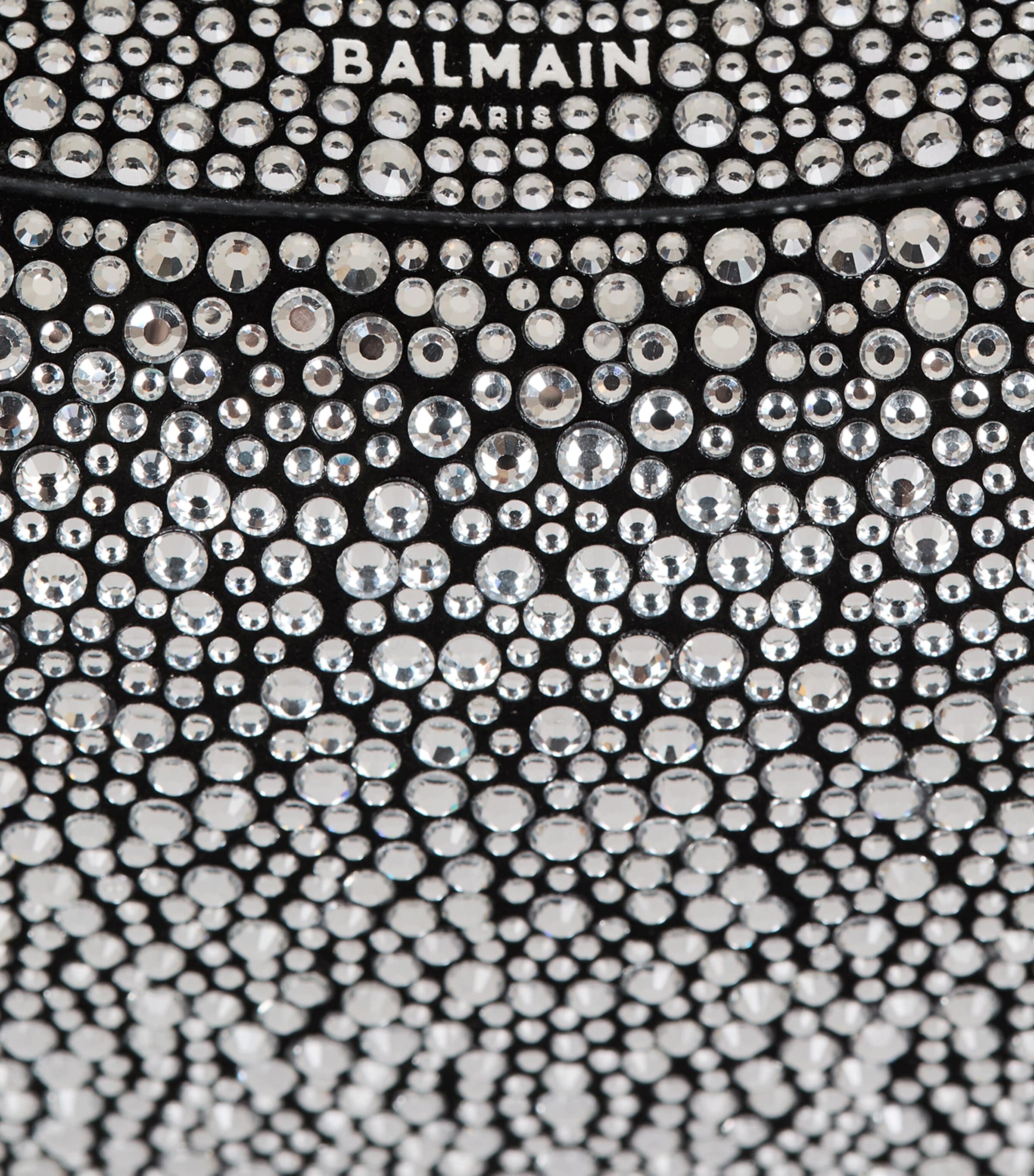 Balmain Silver Mini Embellished Suede Ebene Top-Handle Bag | Harrods HK