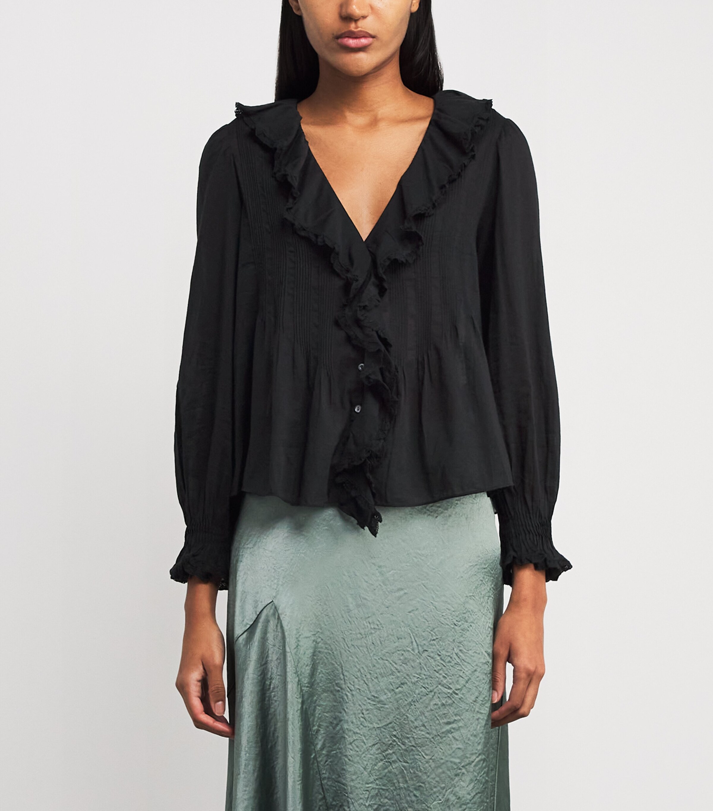 DÔEN Black Ruffled Hardy Blouse | Harrods SA