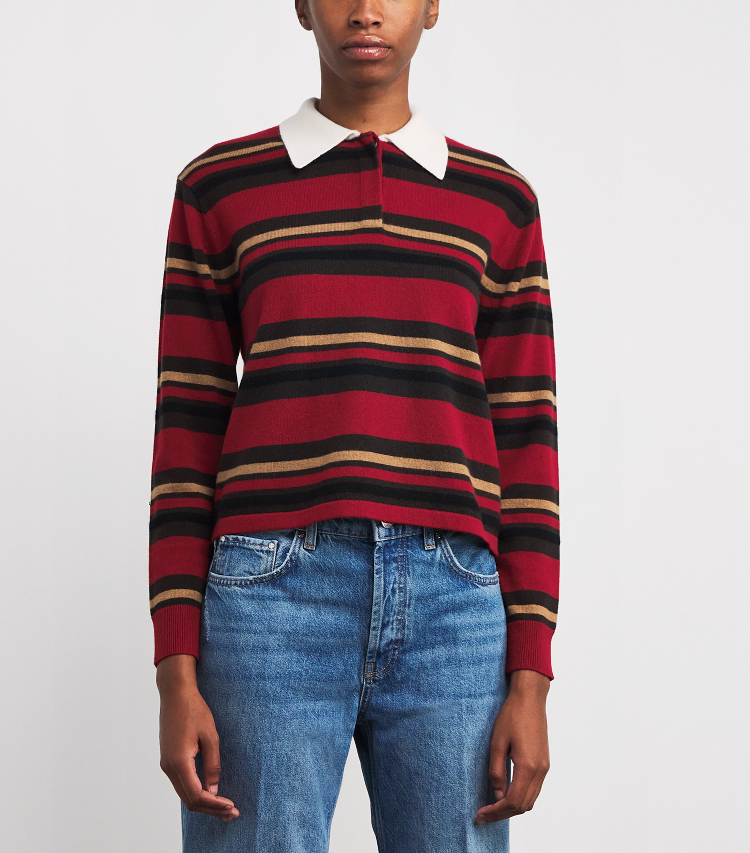 Guest In Residence Red Cashmere Cropped Rugby Shirt | Harrods US