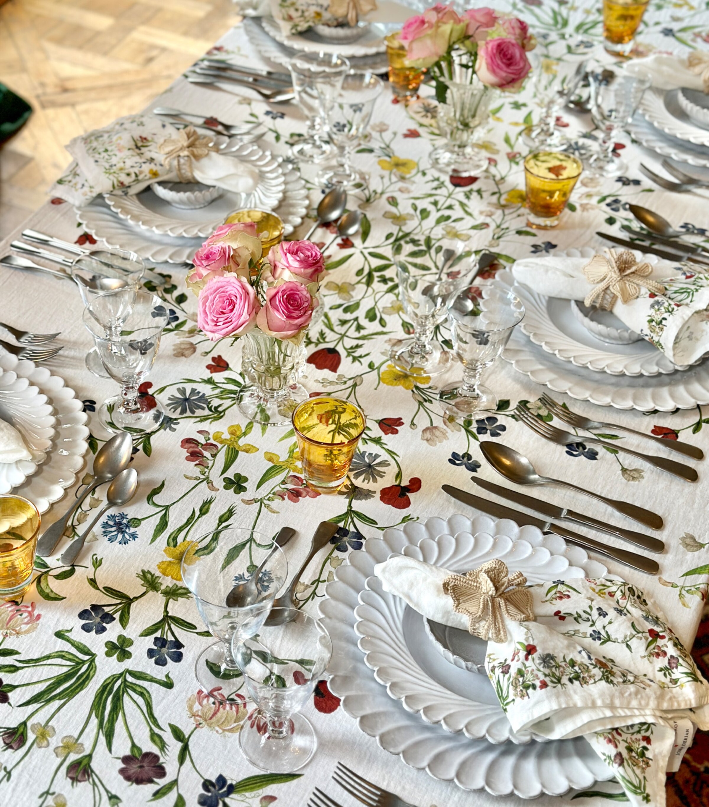 Summerill & Bishop Linen Botanical Wildflower Napkin (50cm x 50cm ...