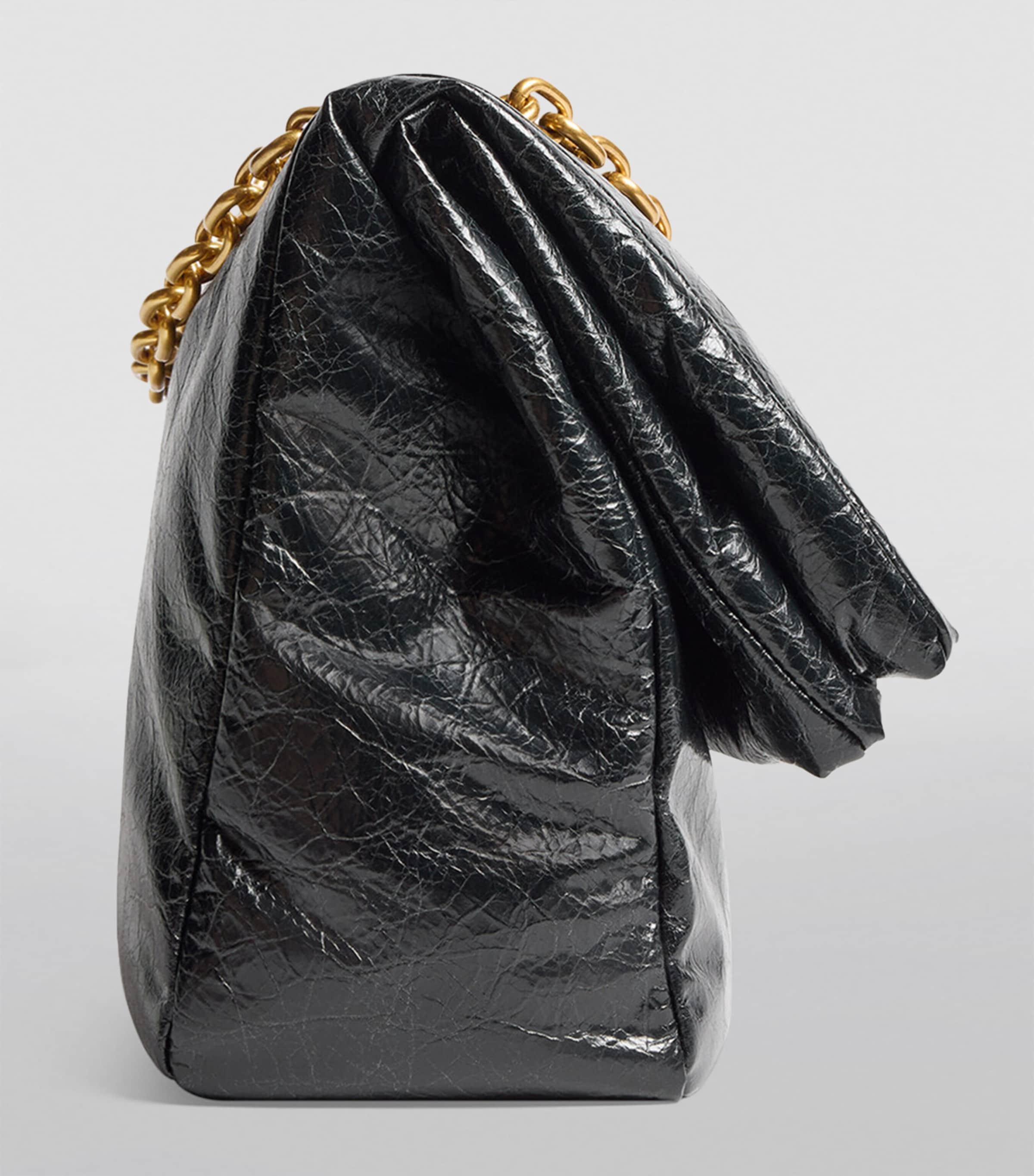 Balenciaga Black Medium Leather Monaco Shoulder Bag | Harrods UK