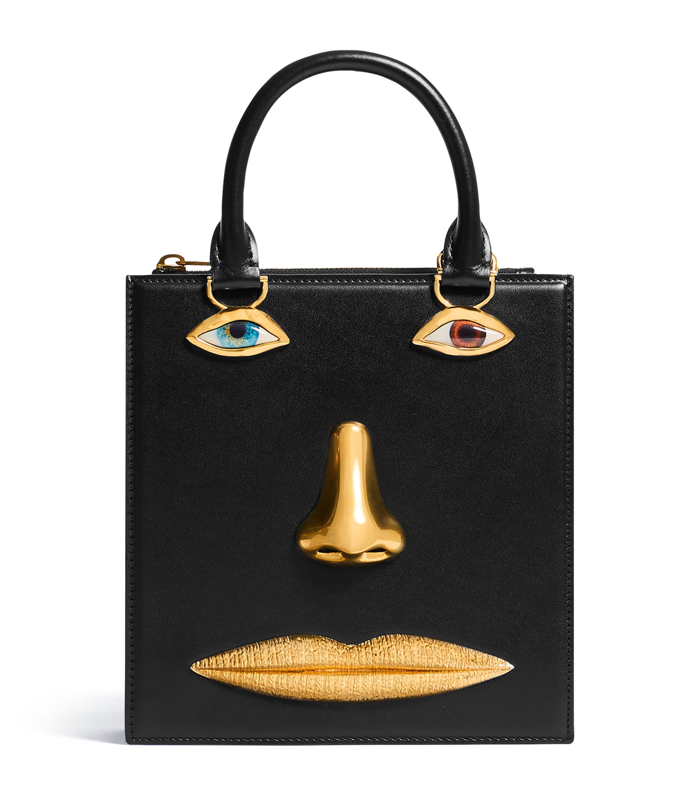 Schiaparelli Black Leather Anatomy Jewelry Top-Handle Bag | Harrods UK