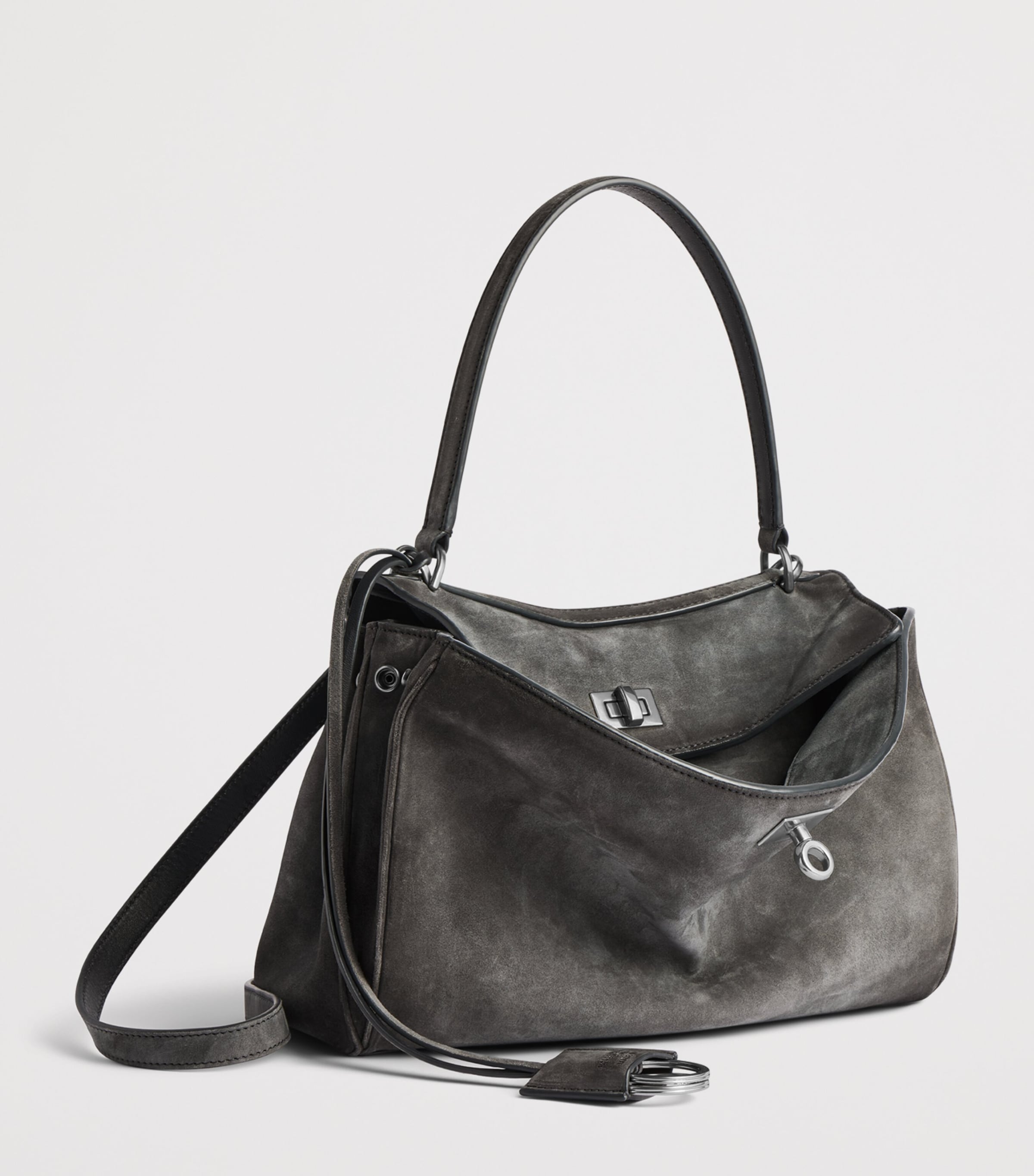 Balenciaga Black Small Suede Rodeo Top-Handle Bag | Harrods CA