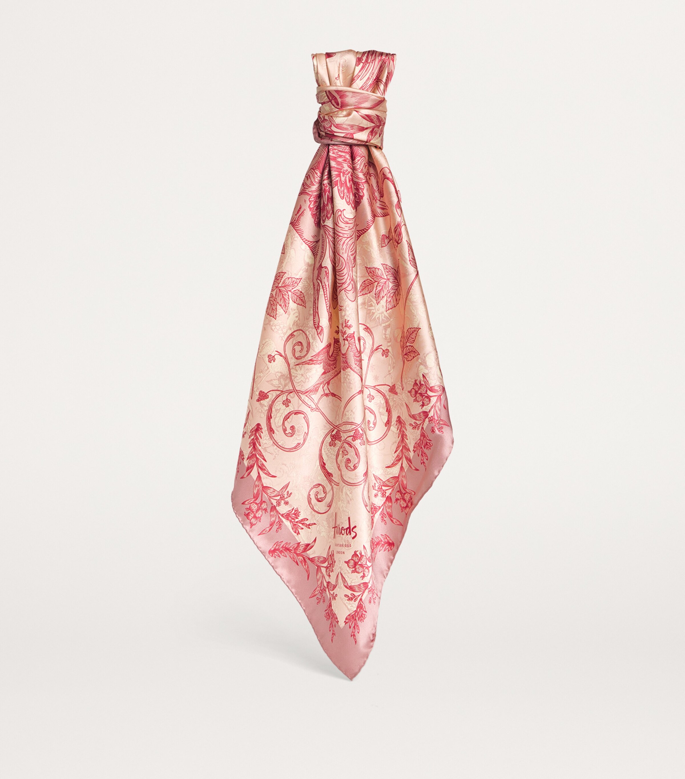 Harrods Pink Silk Menagerie Print Scarf | Harrods US