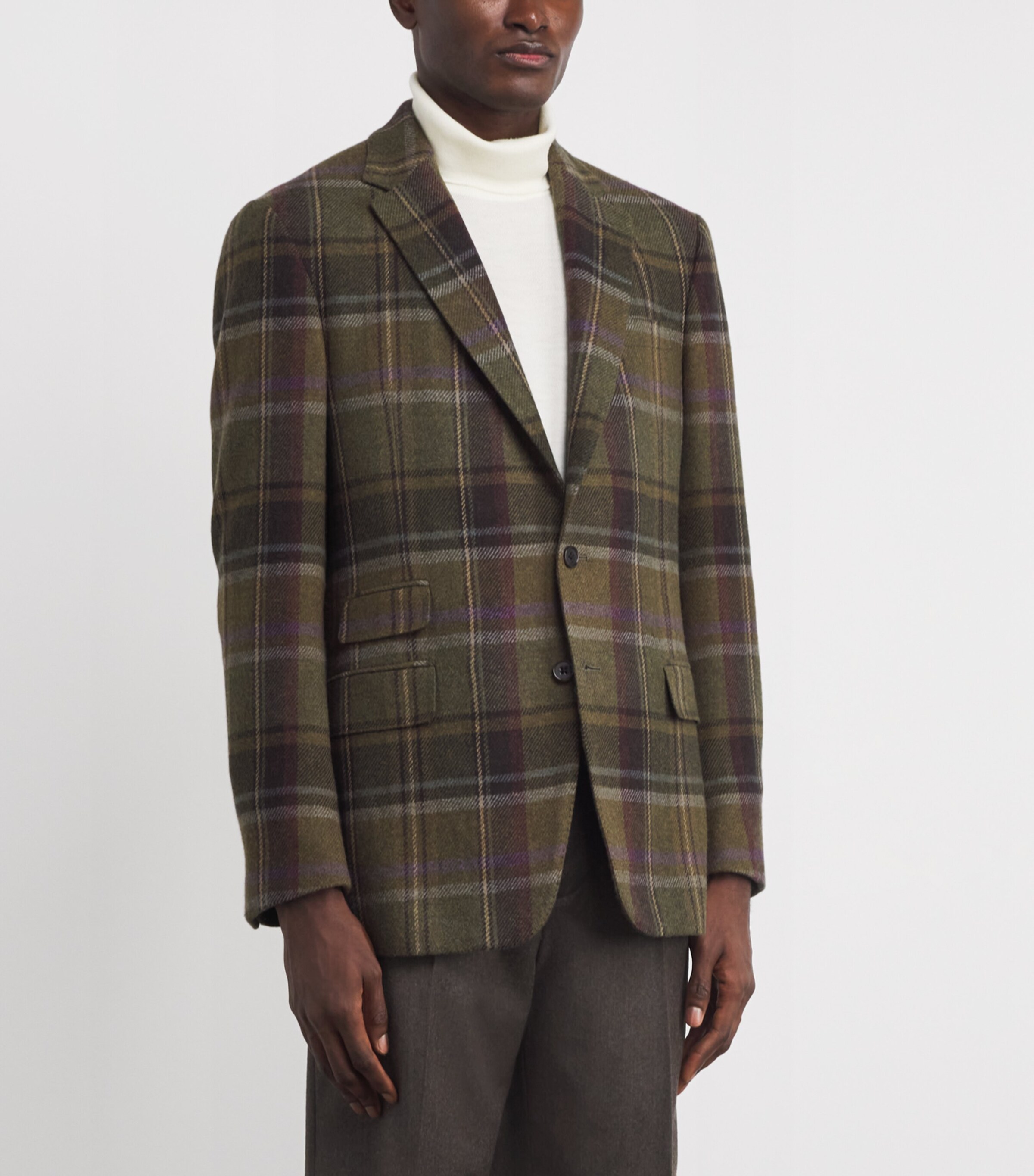 Ralph Lauren Purple Label Multi Wool-Cashmere Plaid Kent Blazer ...