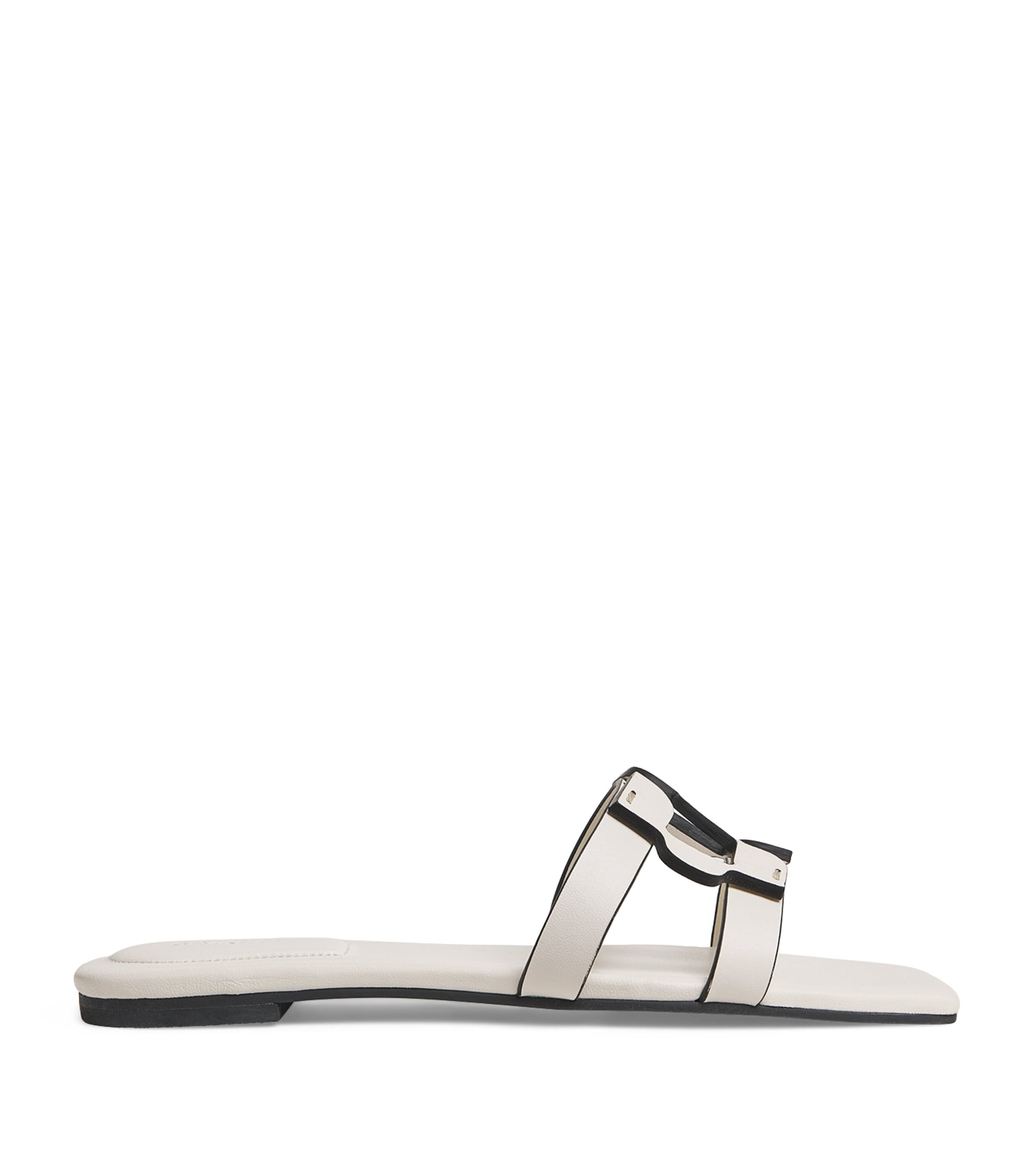 Simkhai Ivory Leather Monogram Slides | Harrods AU