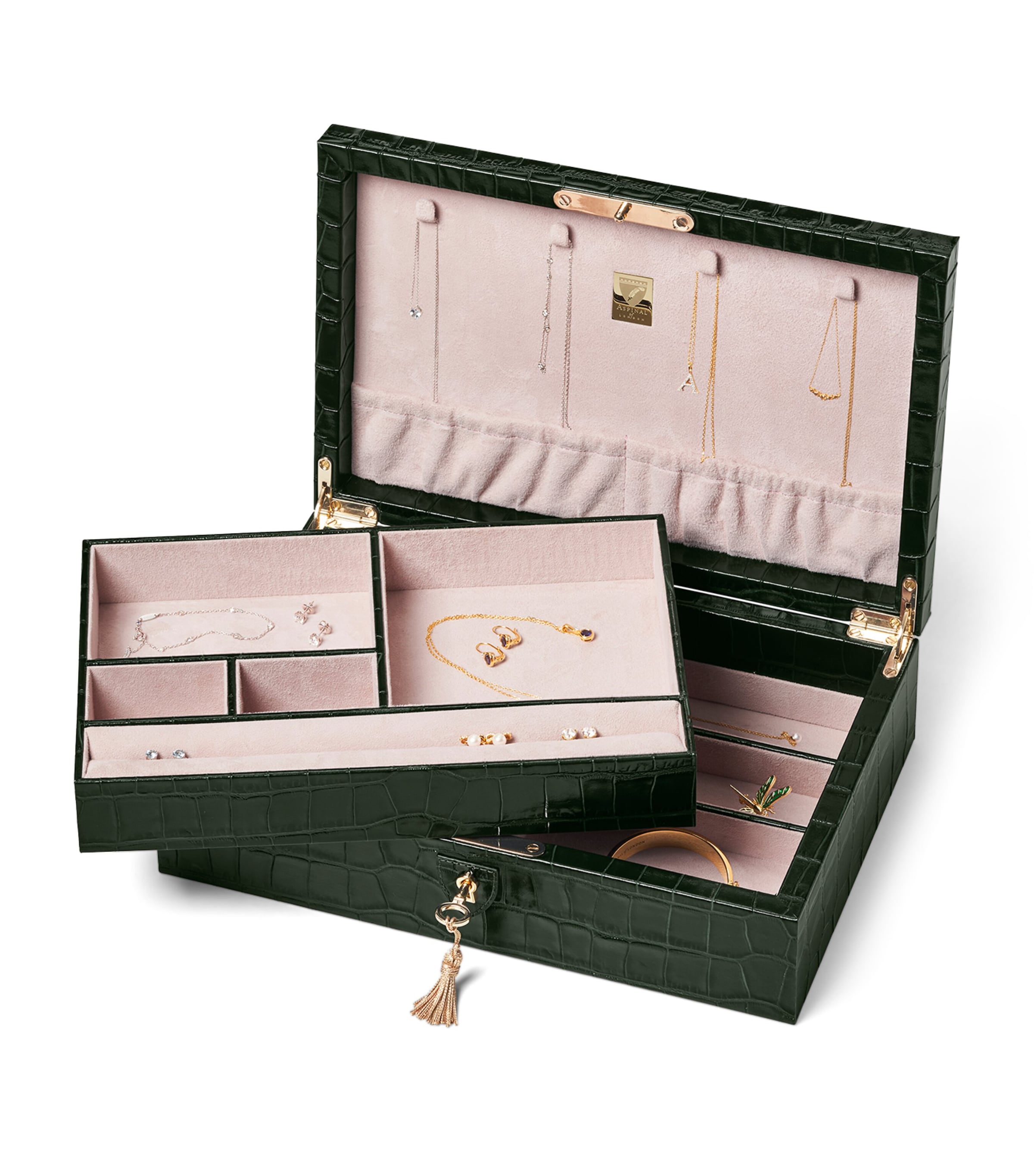 Aspinal Of London Leather Croc-Embossed Savoy Jewellery Box | Harrods CA