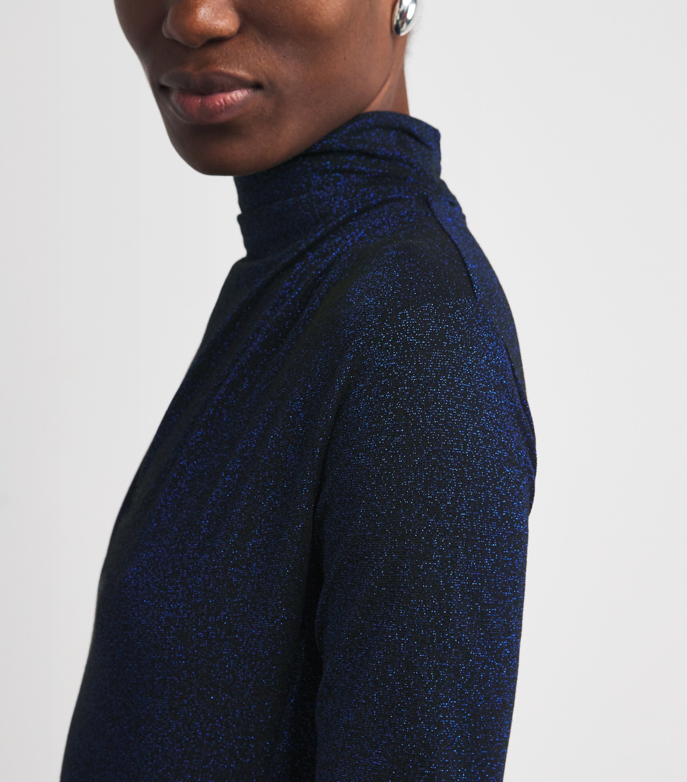 ME+EM Navy Metallic Cowl-Neck Maxi Dress | Harrods UK