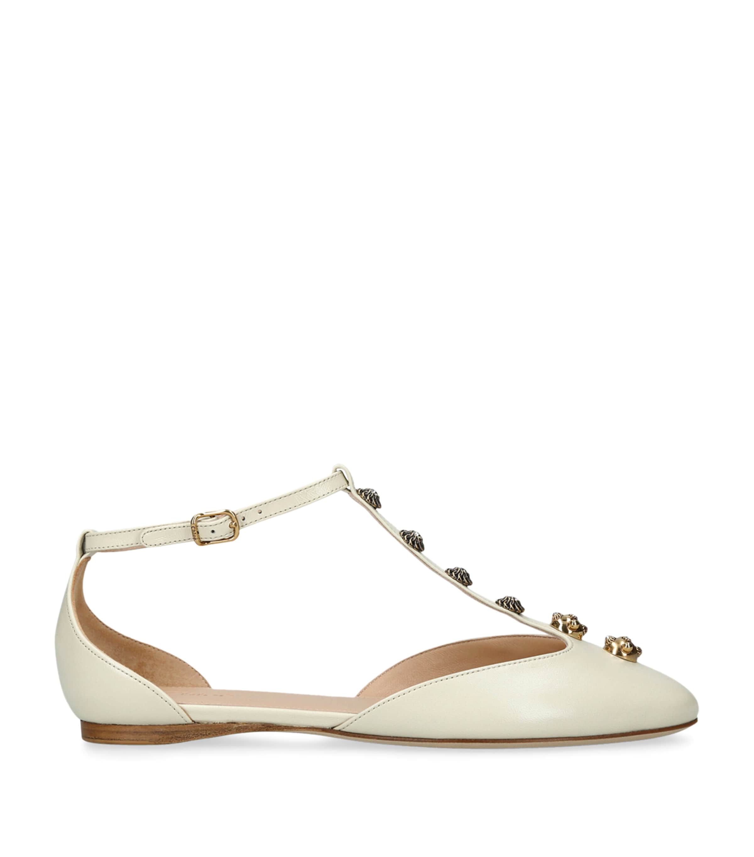 Chloé White Embellished Celeste T-Bar Flats | Harrods UK