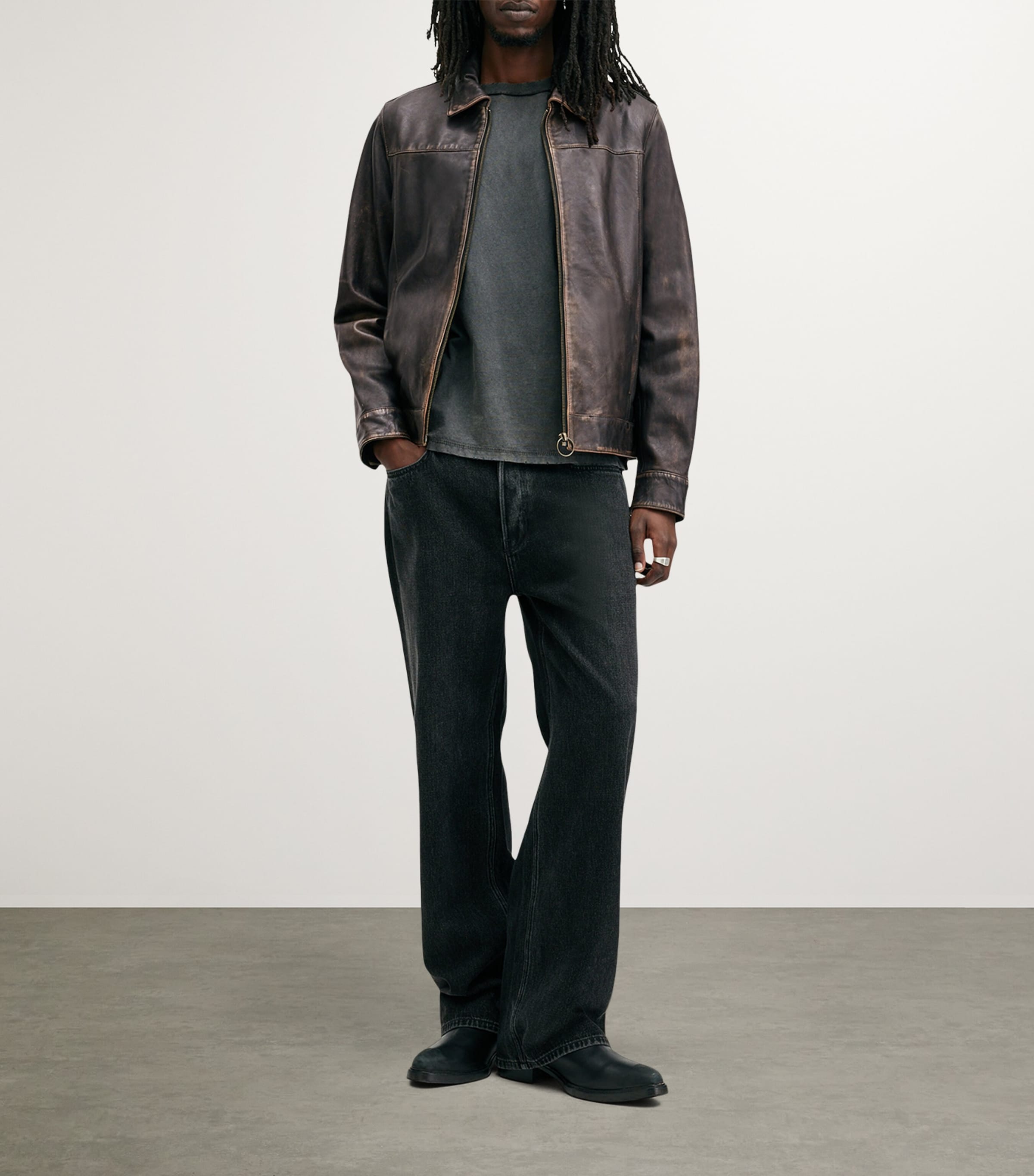 AllSaints Alkan Leather Jacket | Harrods UK
