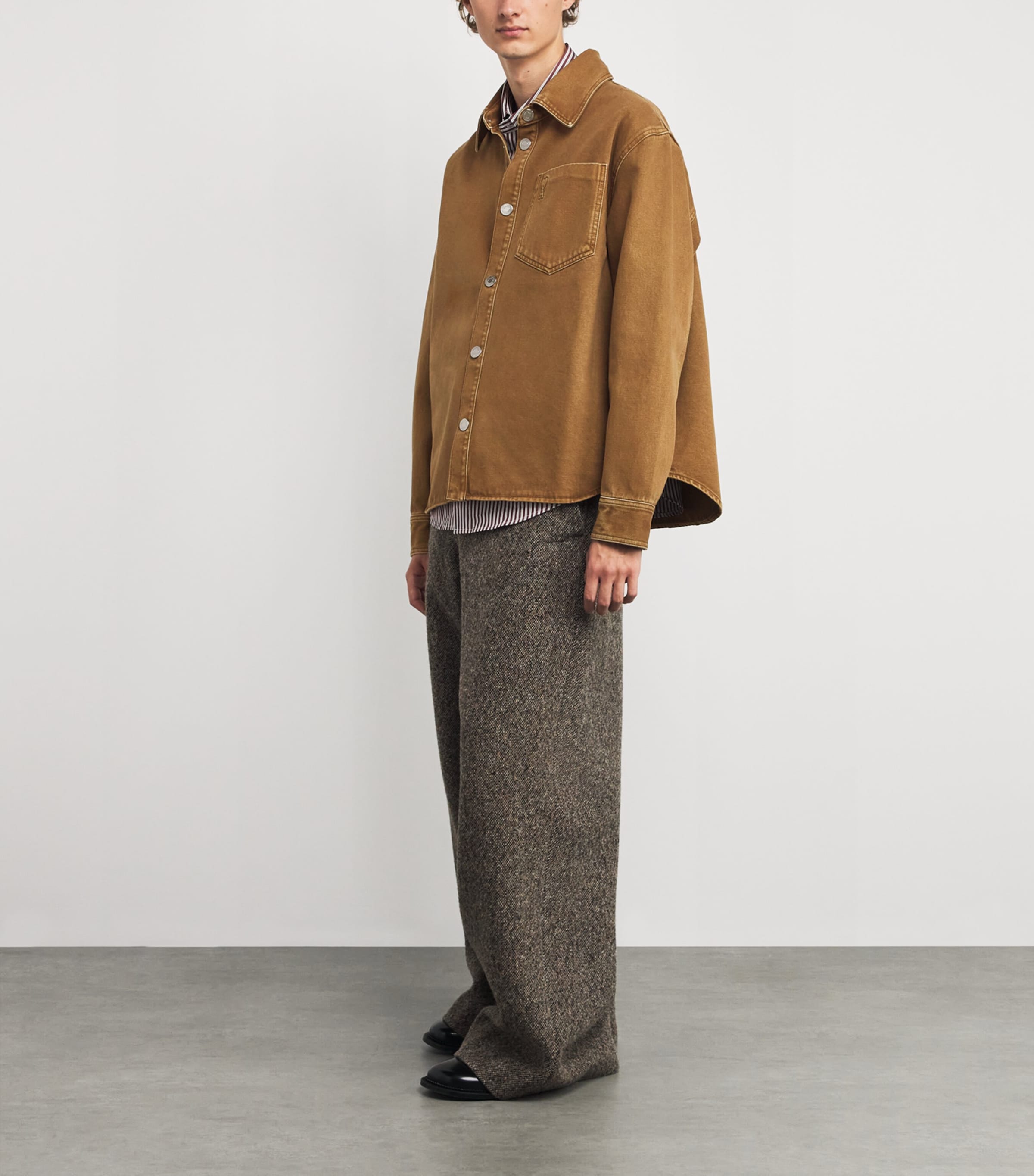 AMI Paris Brown Cotton Ami de Coeur Overshirt | Harrods FR