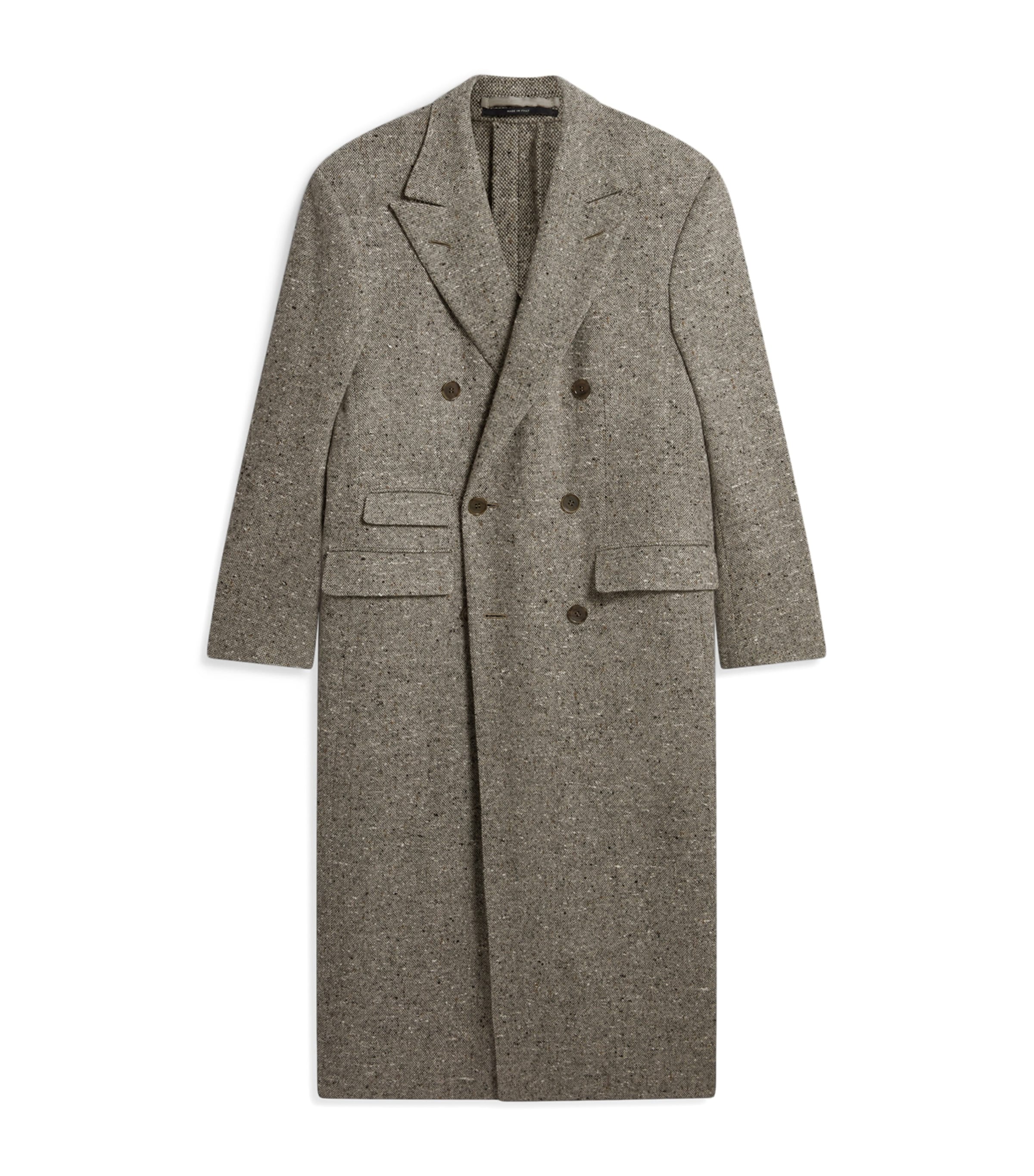 Dunhill Grey Cashmere Donegal Tweed Double-Breasted Overcoat | Harrods US