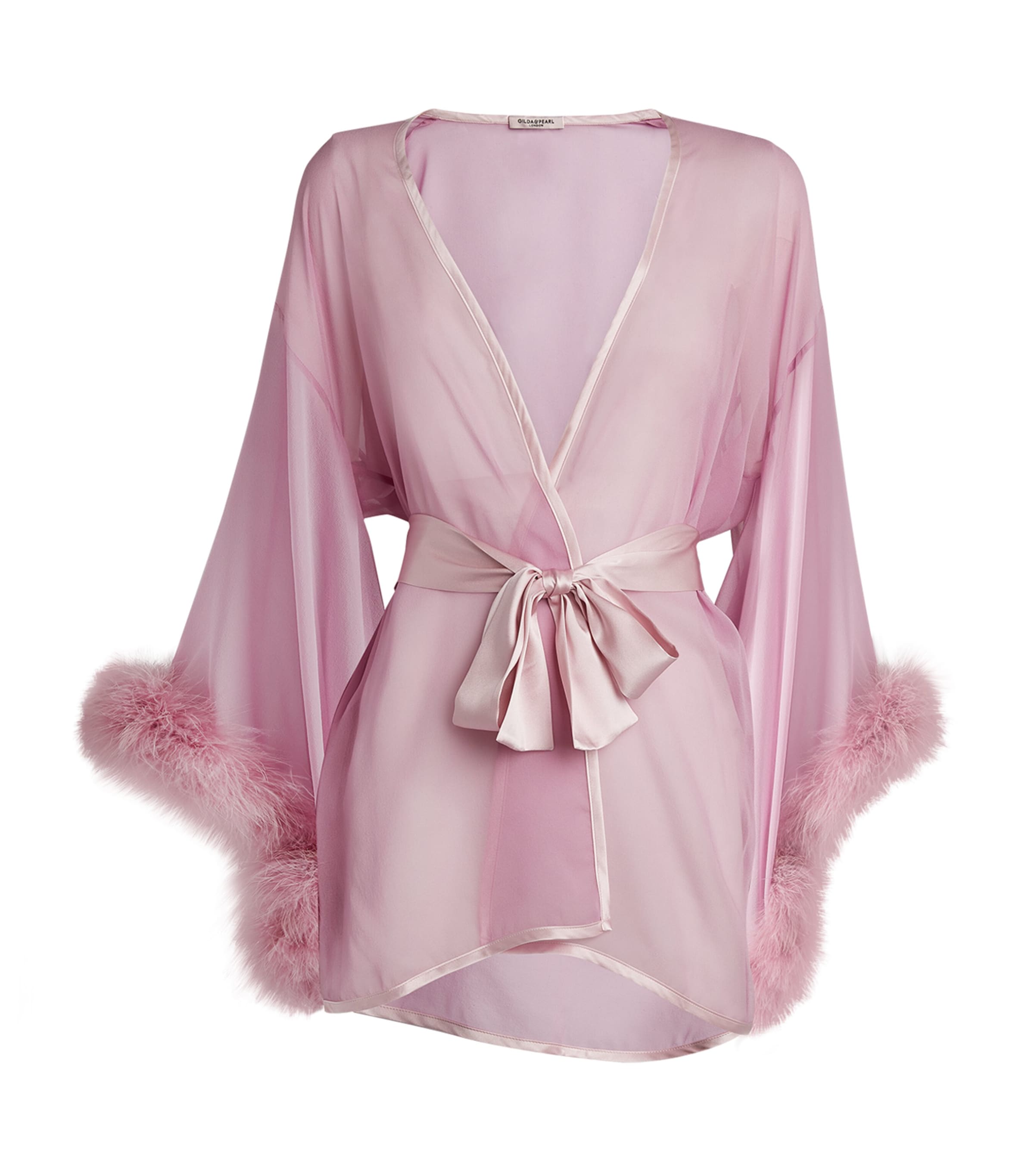 Gilda & Pearl Pink Silk Marabou Feather-Trimmed Diana Robe | Harrods US