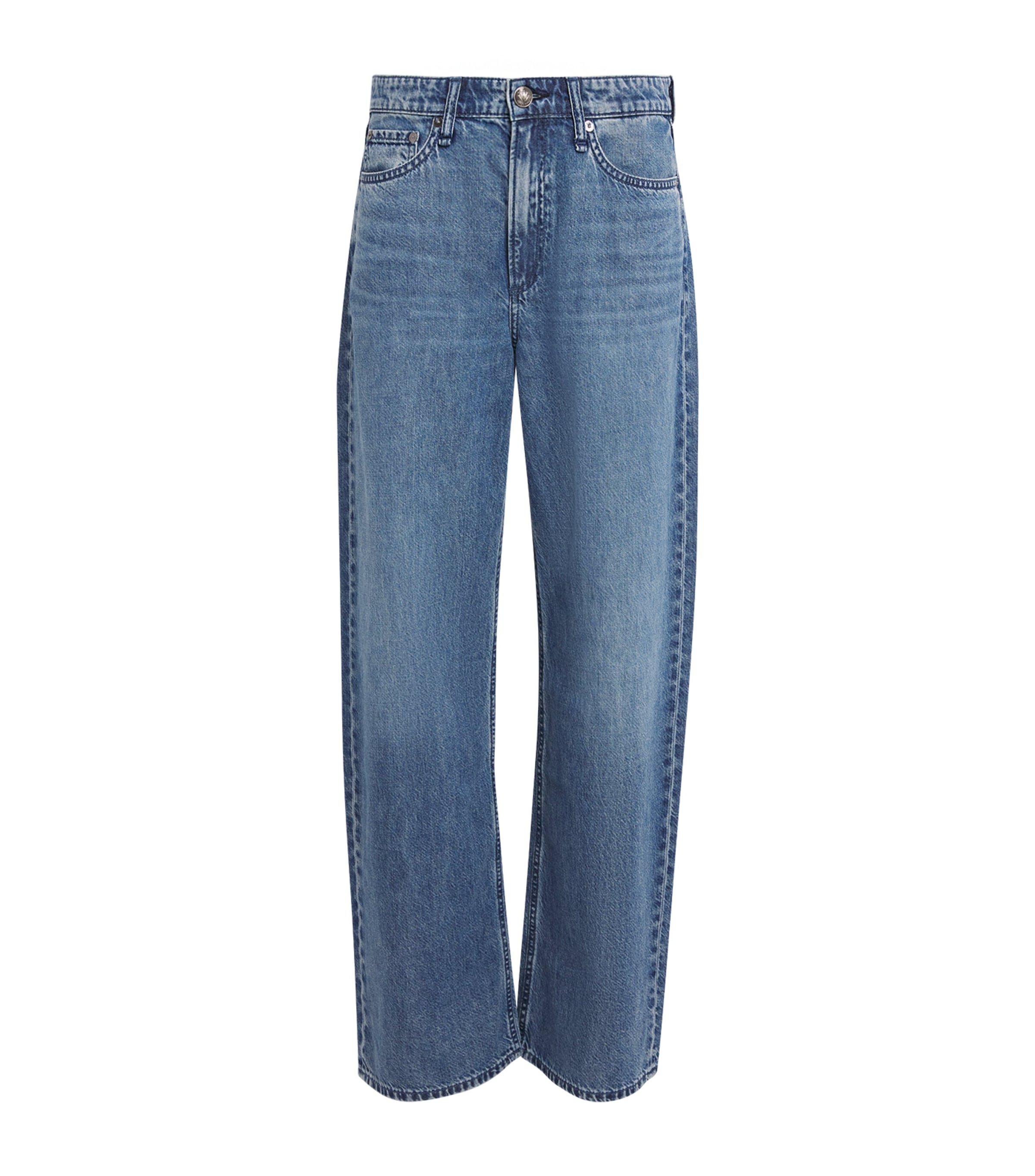 Rag & Bone Blue Logan Mid-Rise Wide-Leg Jeans | Harrods AE