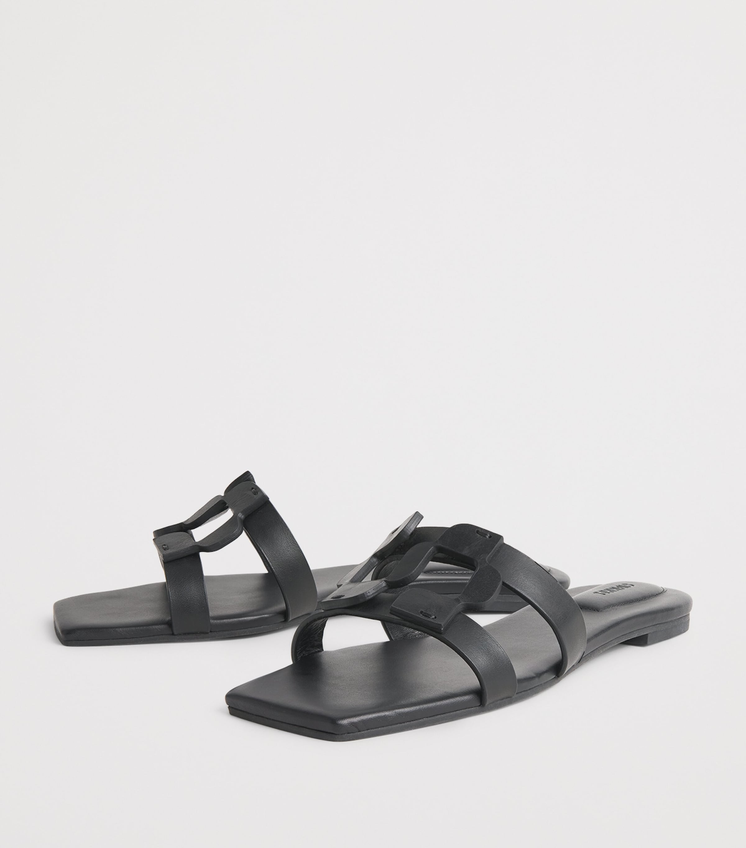 Simkhai Black Leather Monogram Slides | Harrods IN