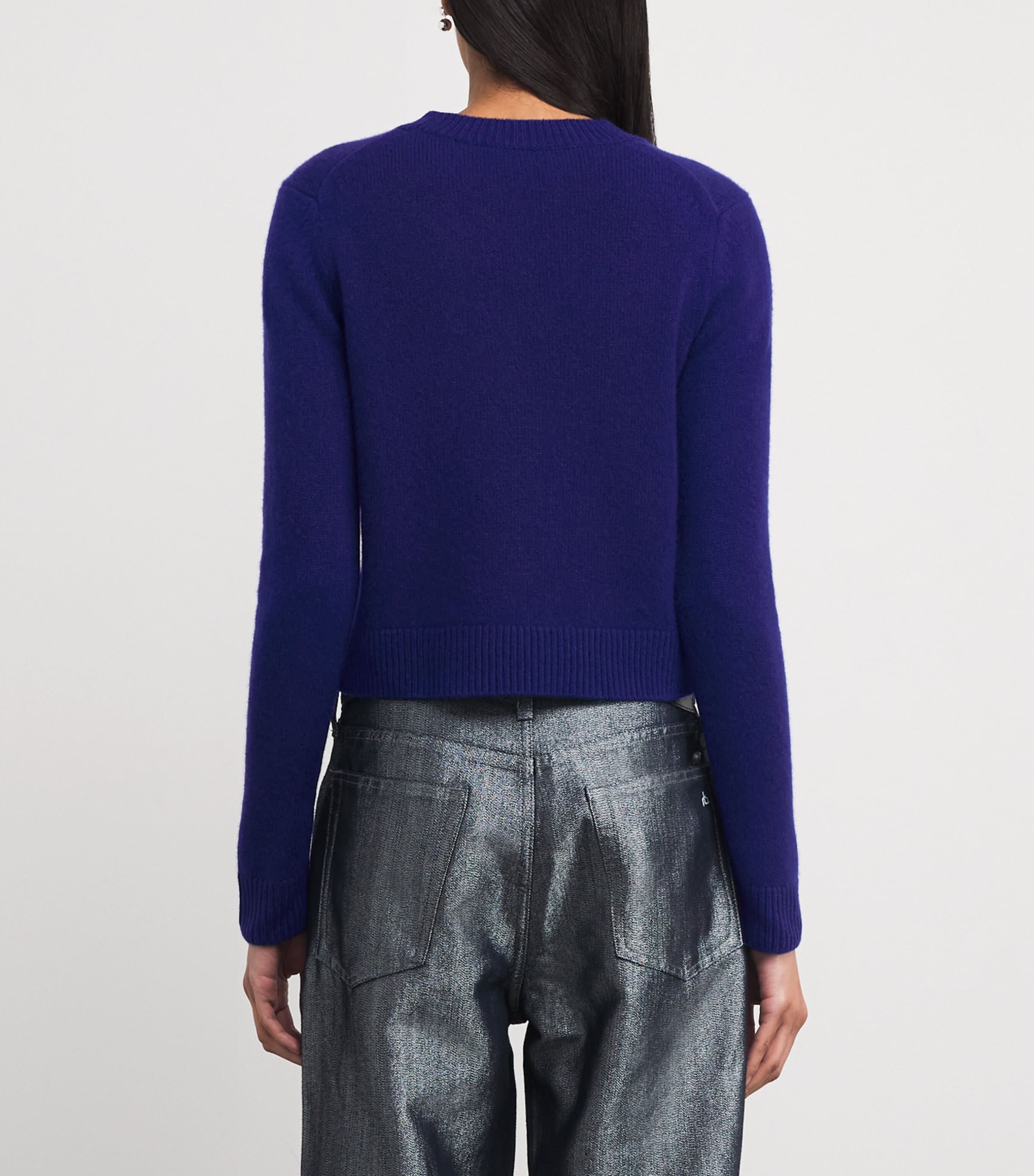 ME+EM Blue Cashmere Cropped Sweater | Harrods AU