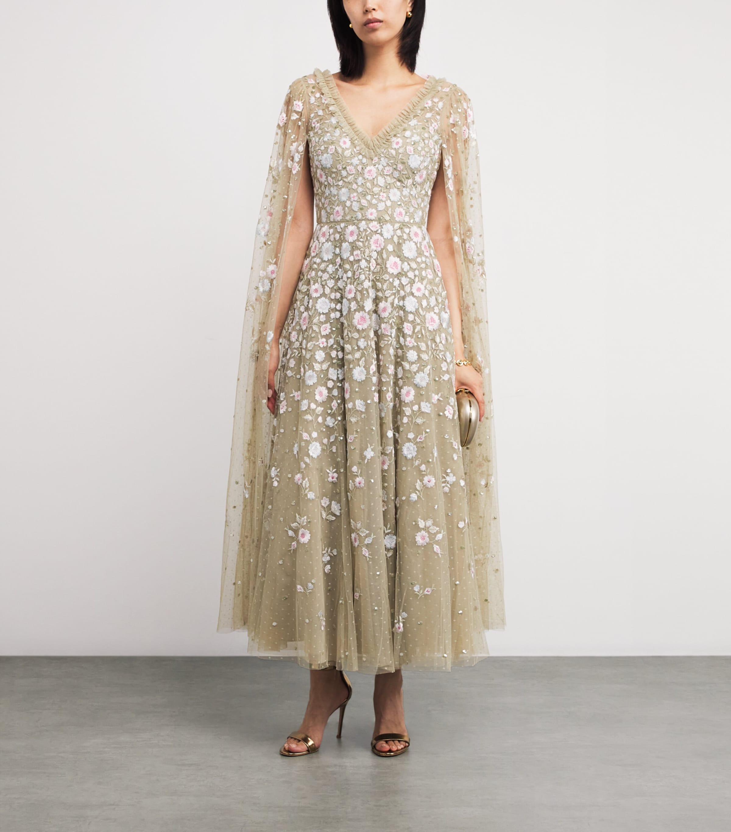 Needle & Thread Multi Cape-Detail Ethereal Blooms Maxi Dress | Harrods FR