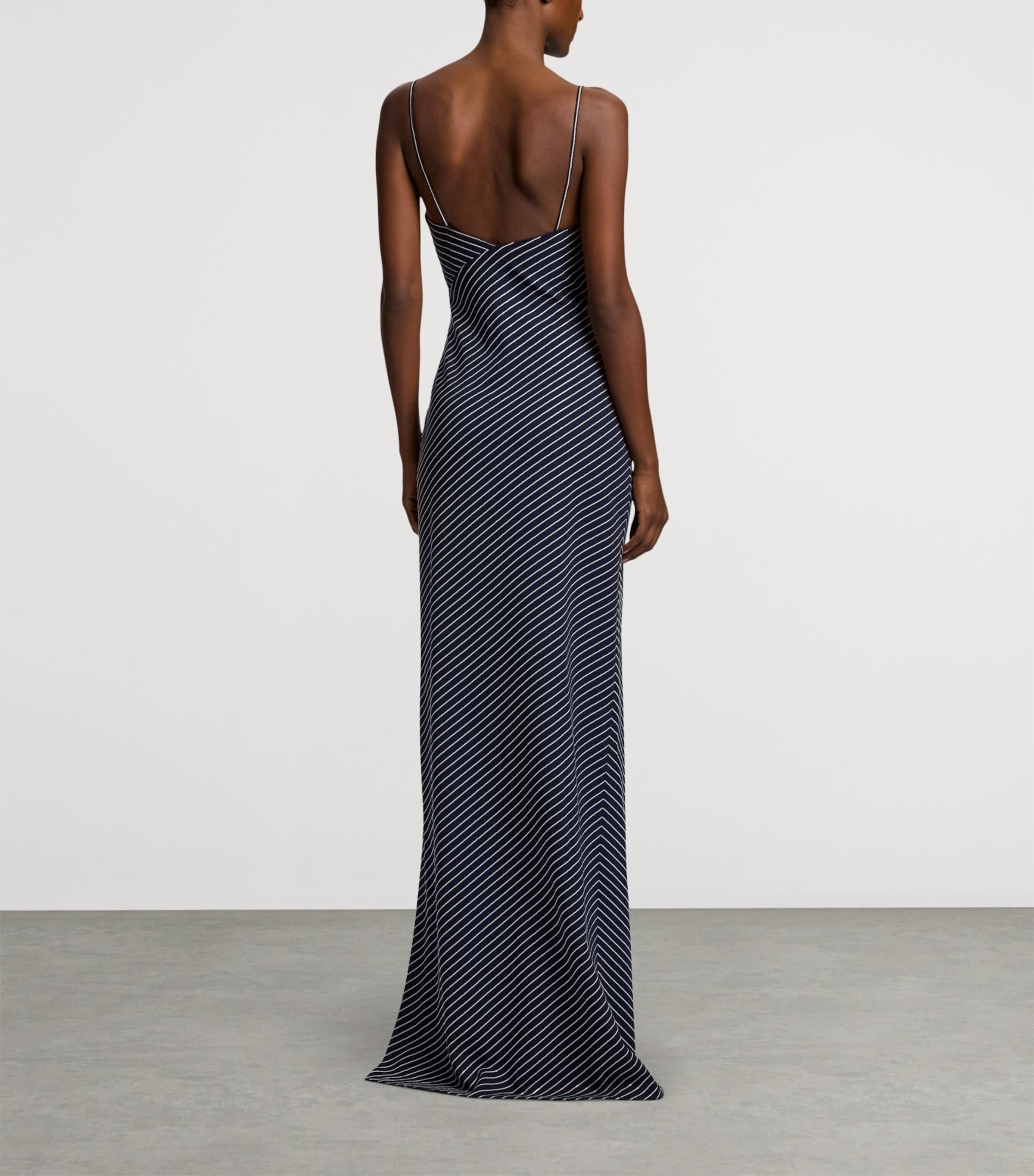 Ralph Lauren Collection Navy Wool Stripe Caitlin Maxi Dress | Harrods CA