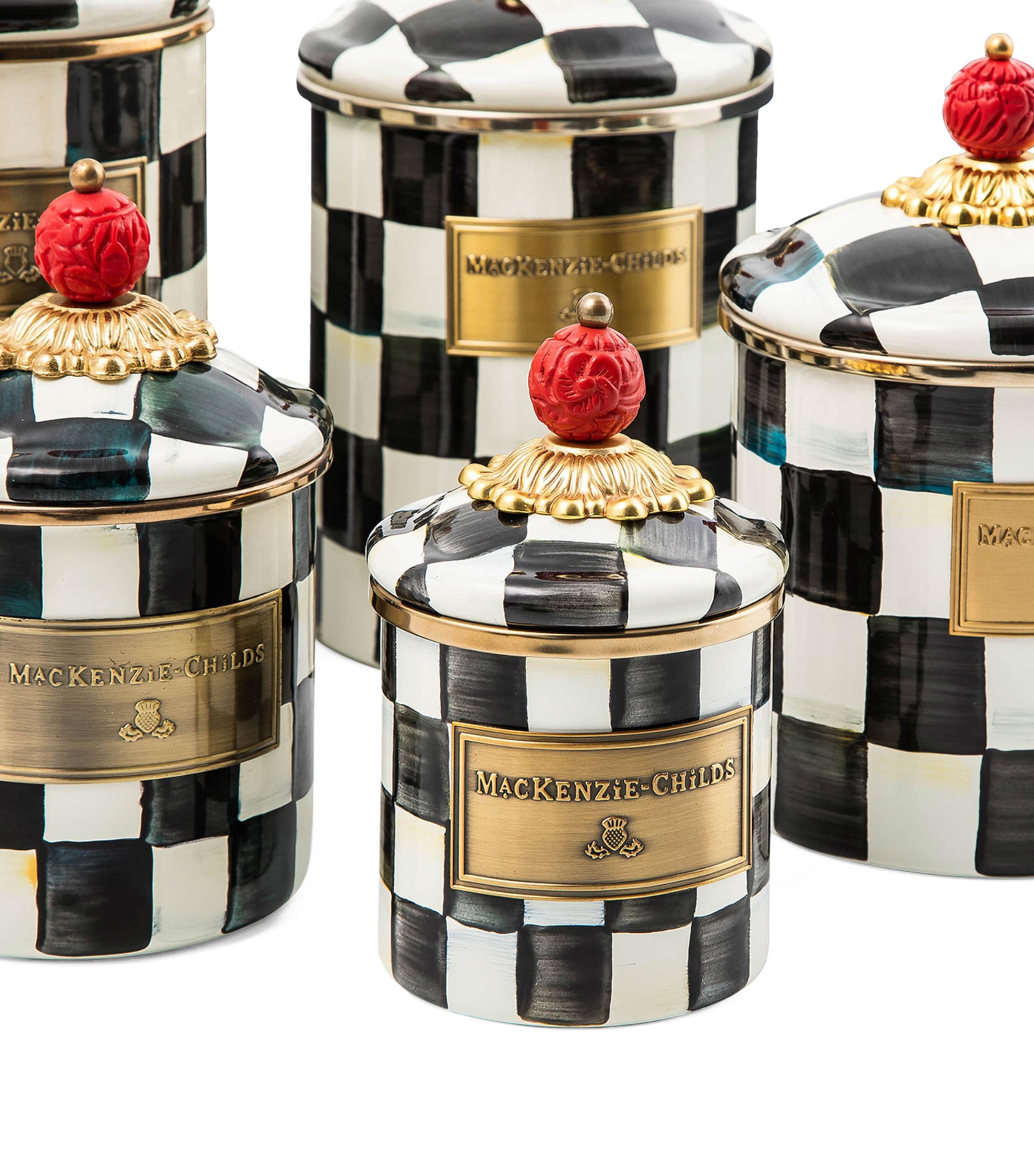 MacKenzie-Childs Mini Courtly Check Canister (15cm) | Harrods US