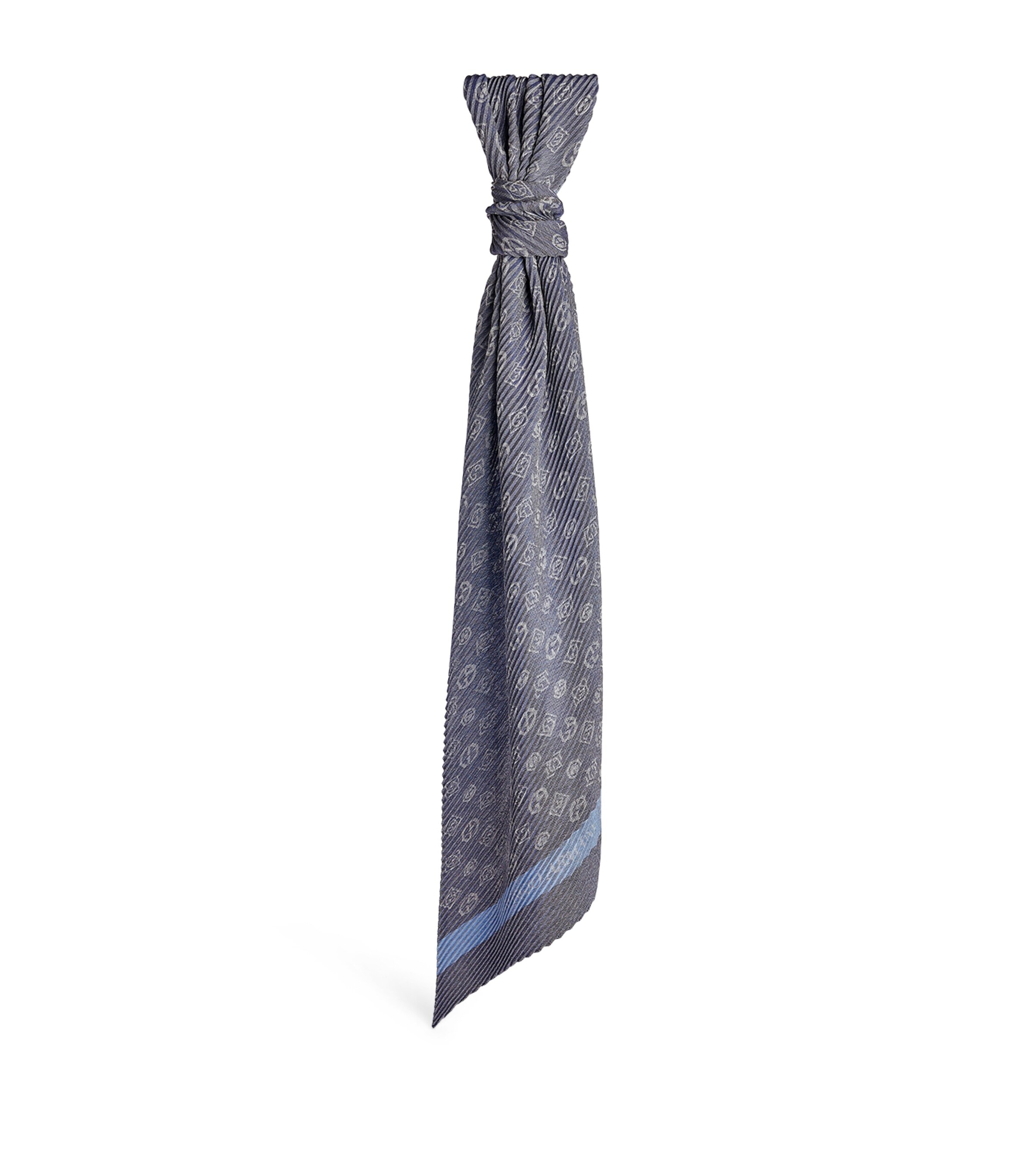 Giorgio Armani Silk Wool Blend Pleated Monogrammed Scarf Harrods UK