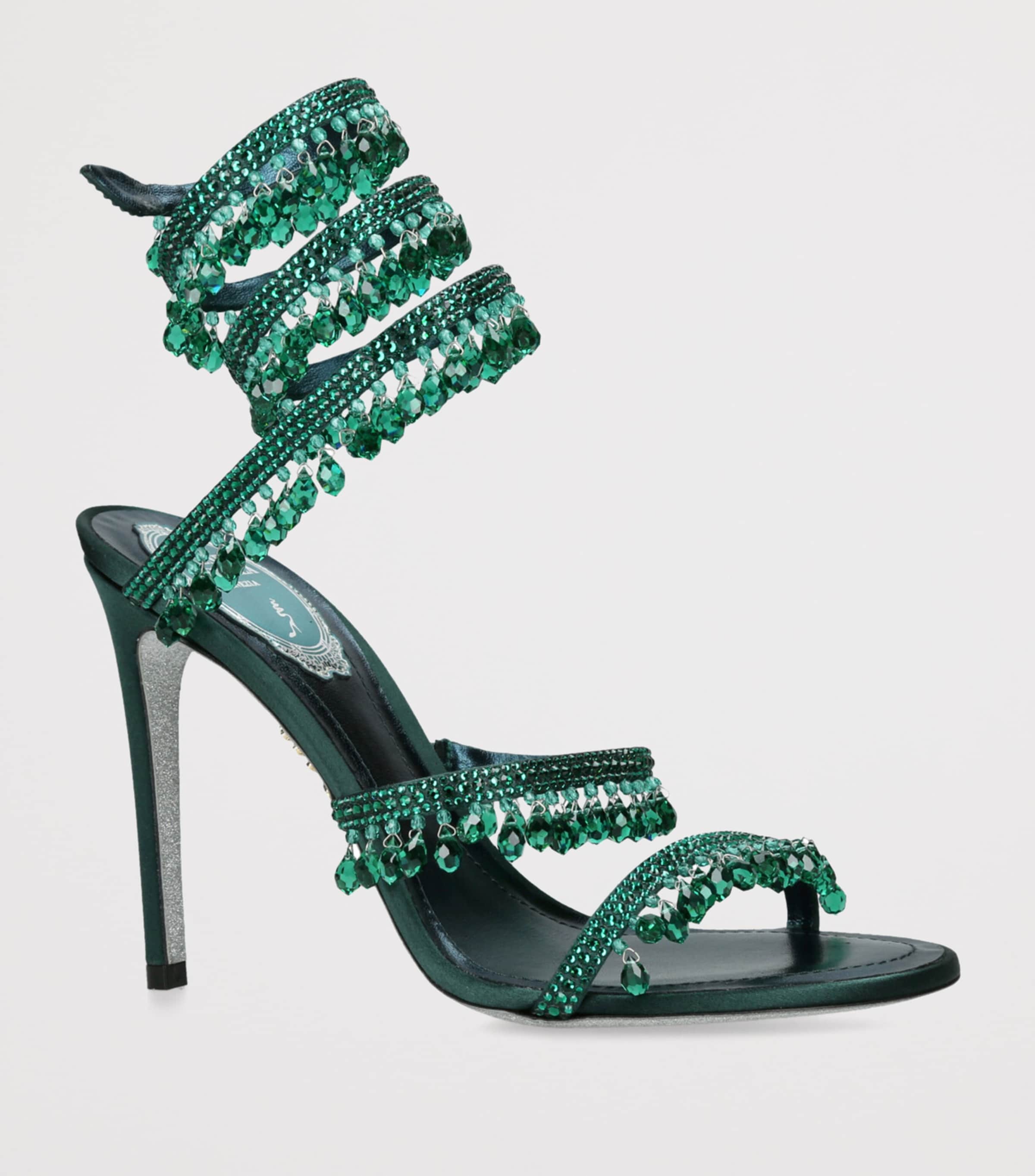 René Caovilla Green Embellished Chandelier Heels 105 | Harrods CA