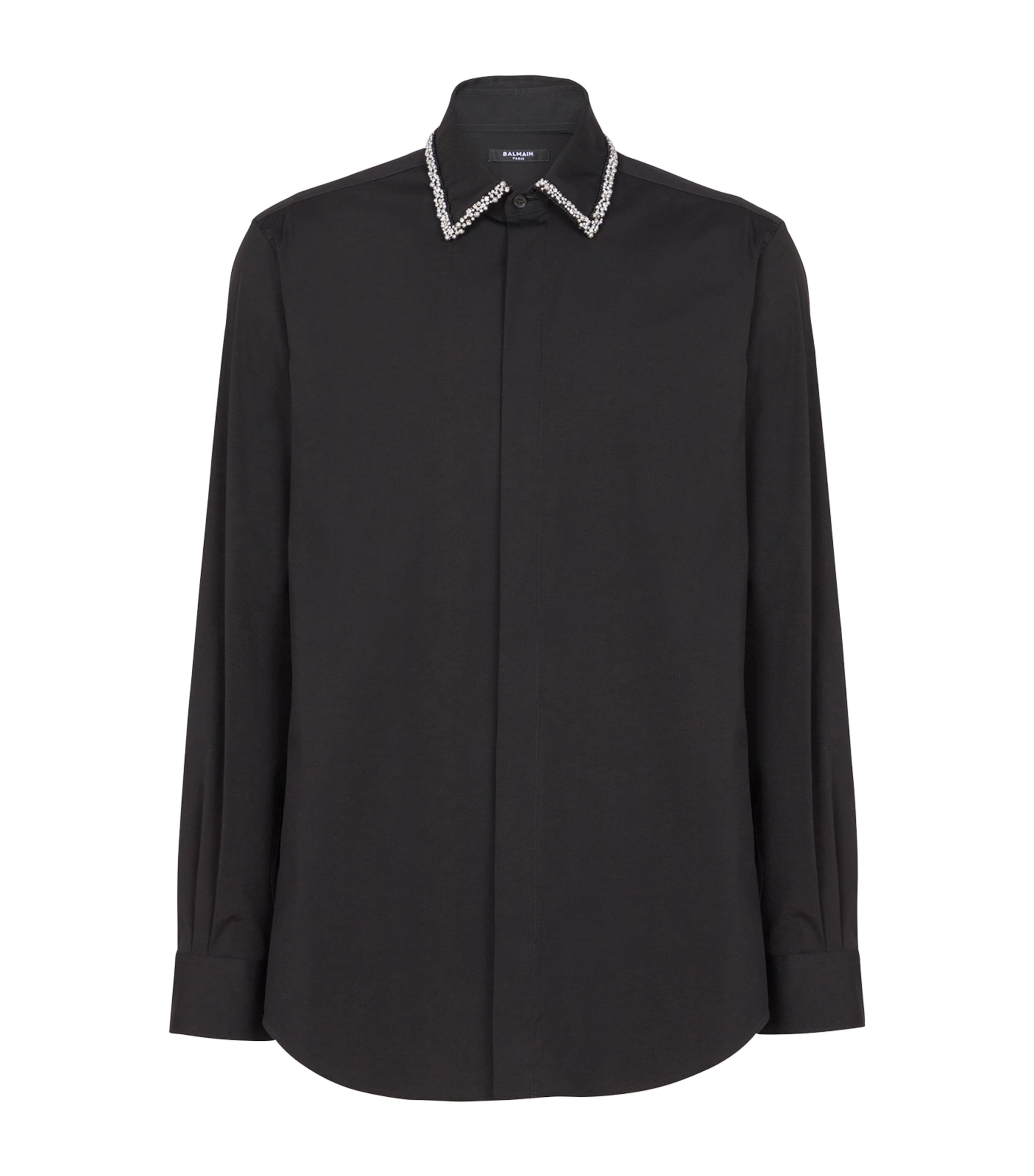 Balmain Black Love Letter-Collar Shirt | Harrods US