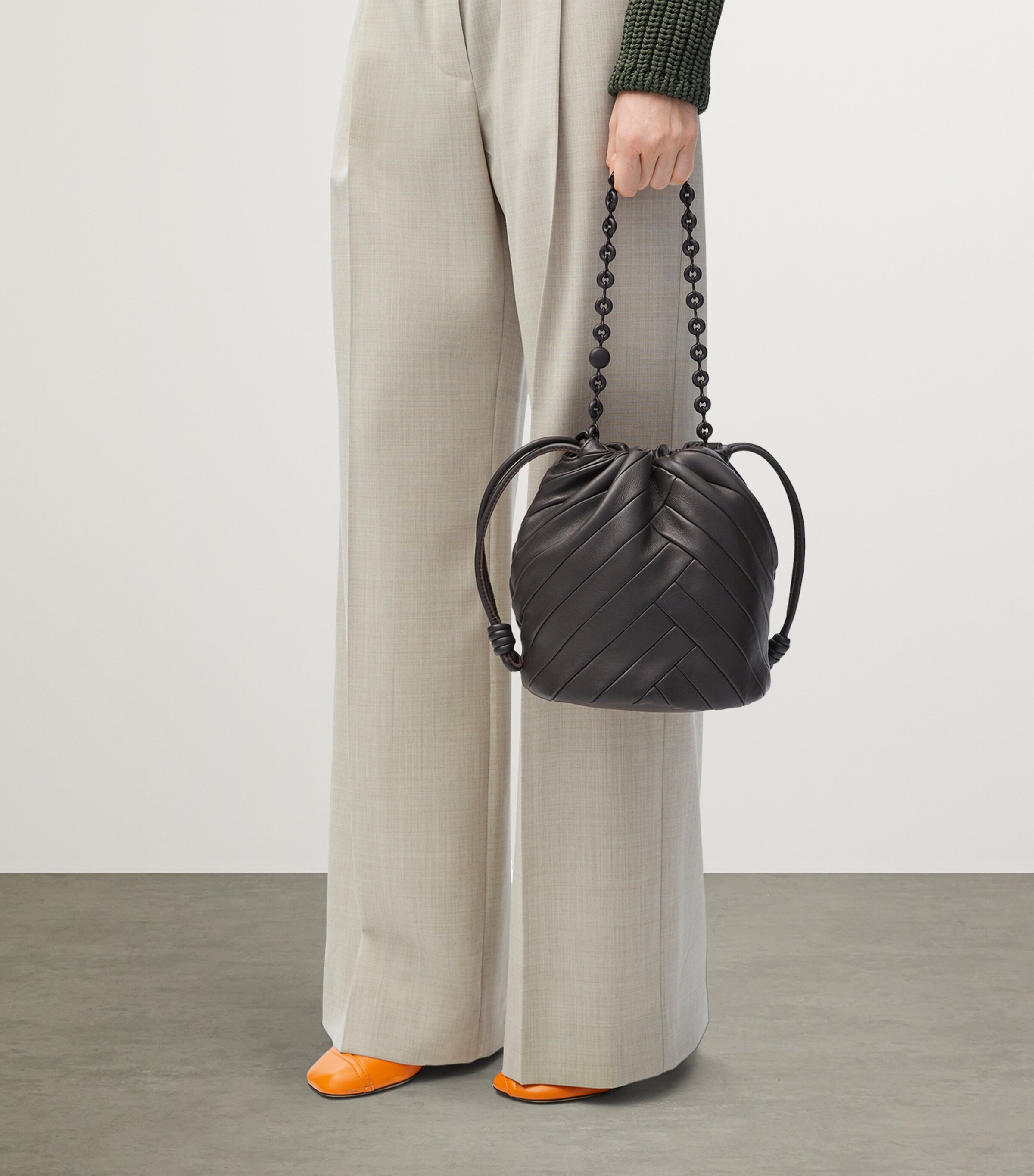 LOEWE Medium Leather Flamenco Bucket Bag | Harrods UK