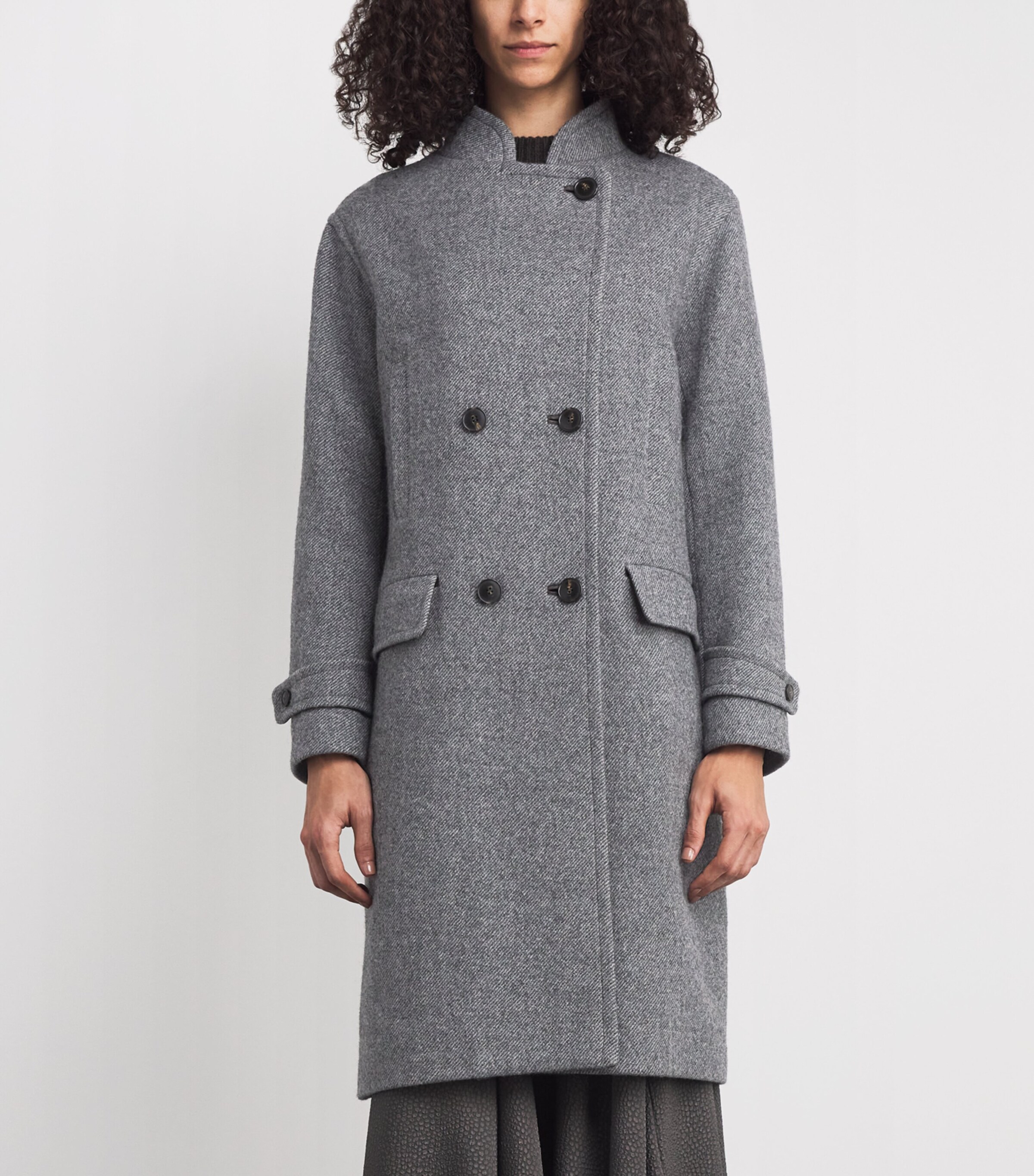 Yves Salomon Black Virgin Wool Double-Breasted Coat | Harrods DE