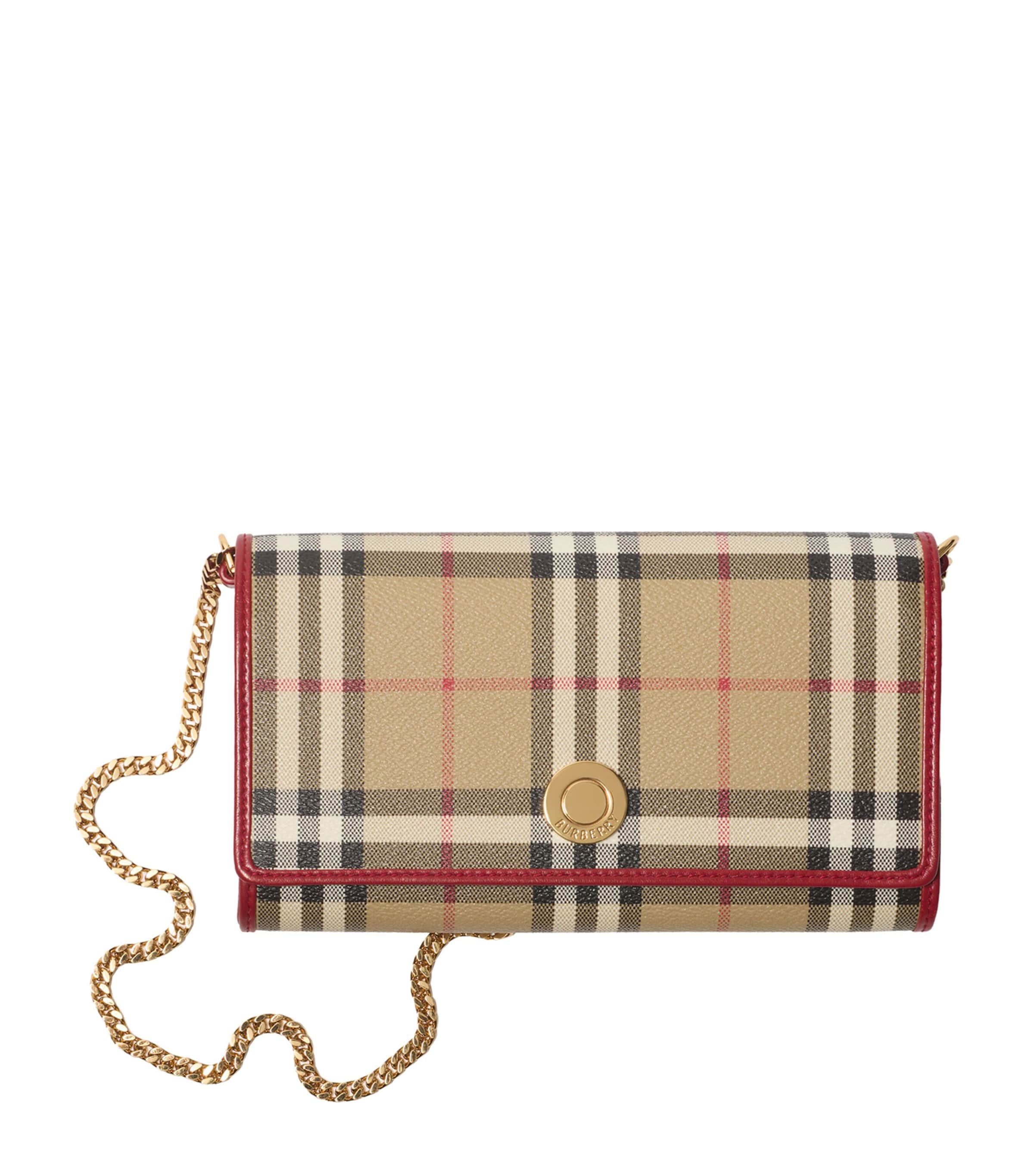 Burberry Burgundy Check Chain Wallet | Harrods US