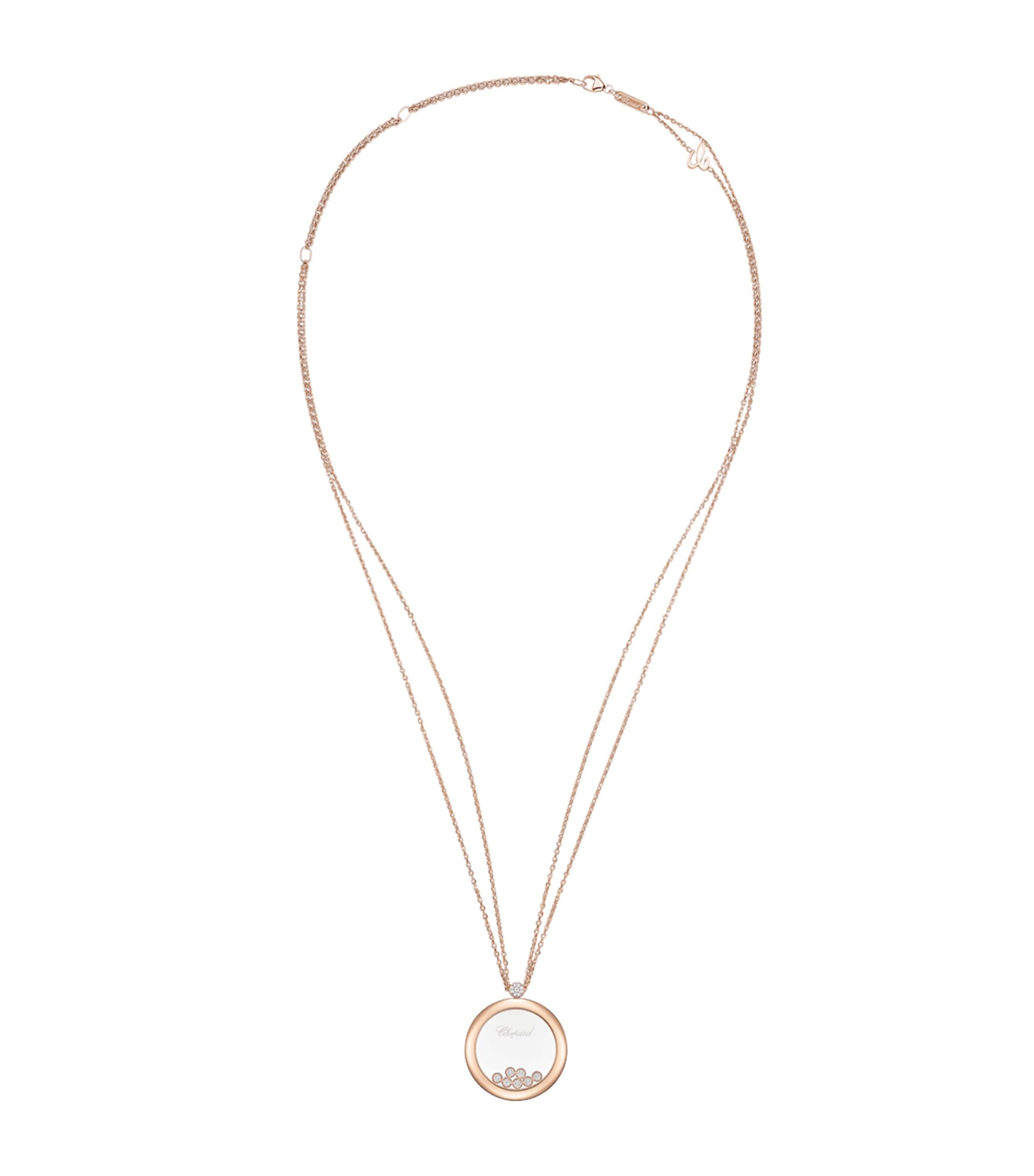 Chopard Rose Gold and Diamond Happy Diamonds Icons Pendant Necklace ...