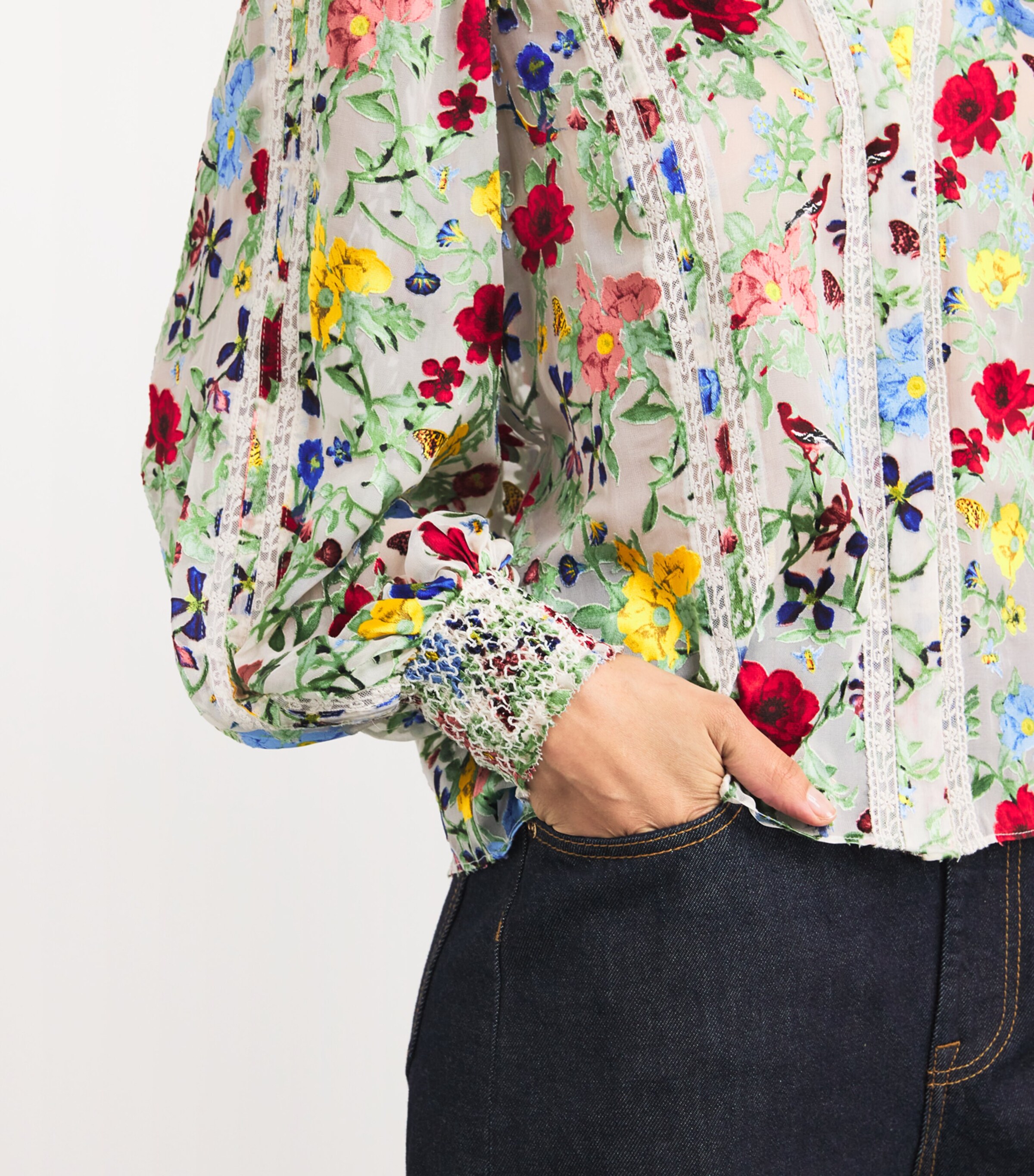 Alice+Olivia Silk-Blend Floral Arlette Blouse | Harrods UK