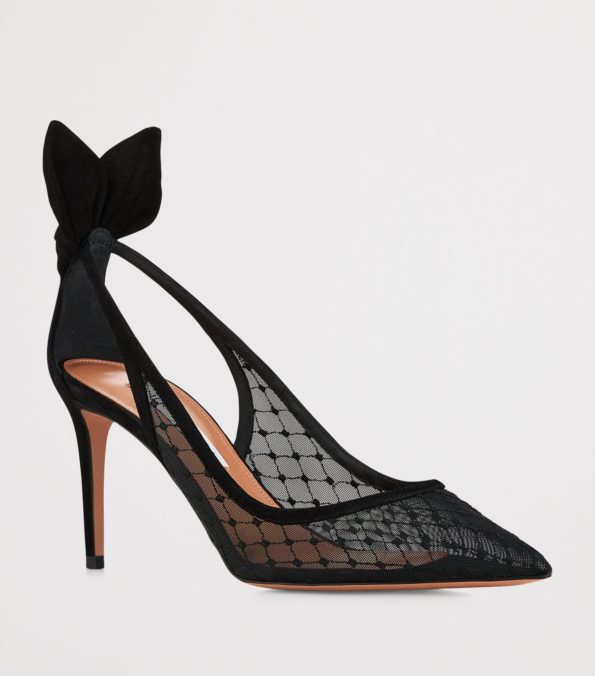 Aquazzura Black Net Bow Tie Pumps 85 | Harrods HK