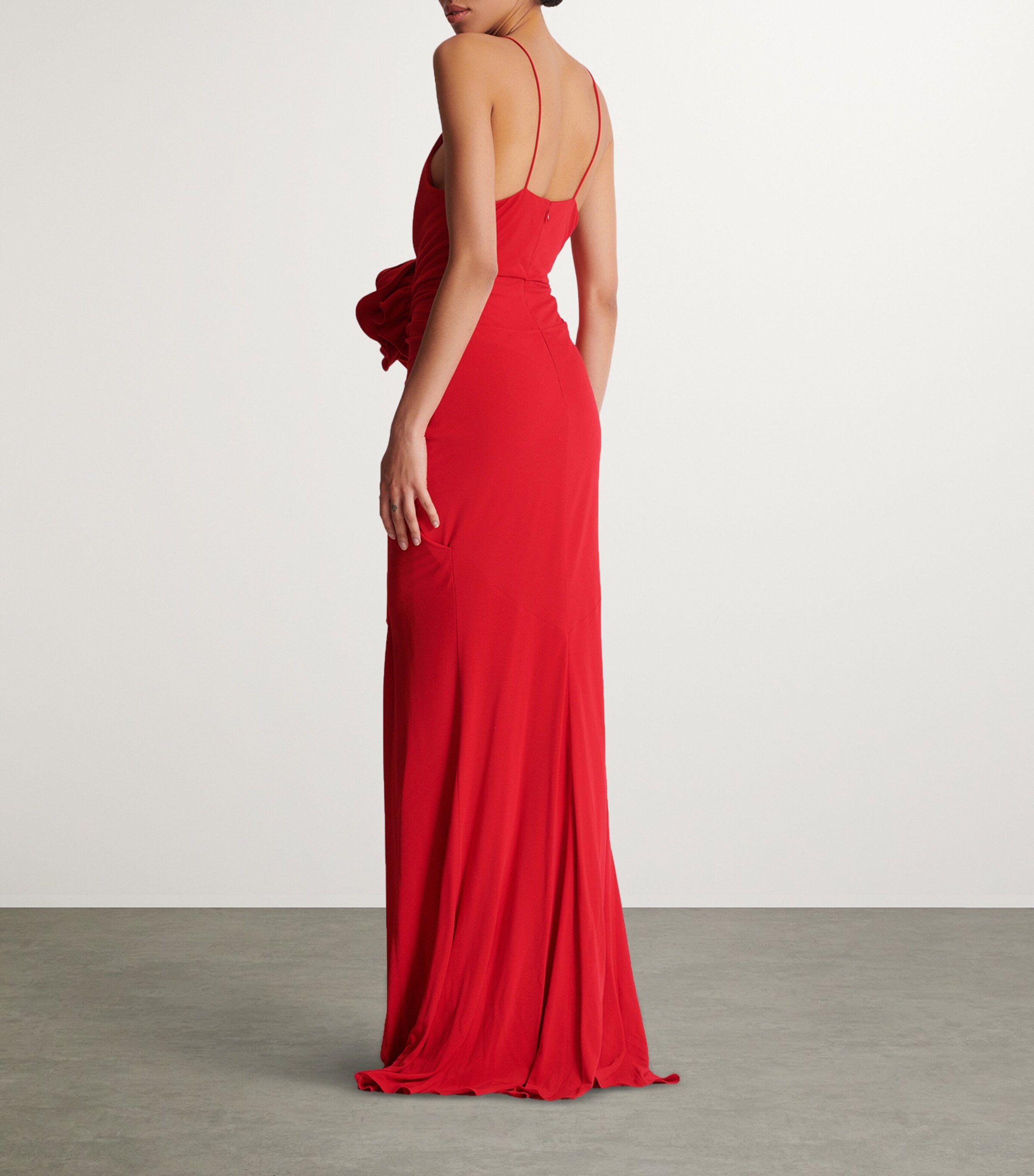 Balmain Draped Rose-Appliqué Maxi Dress | Harrods US
